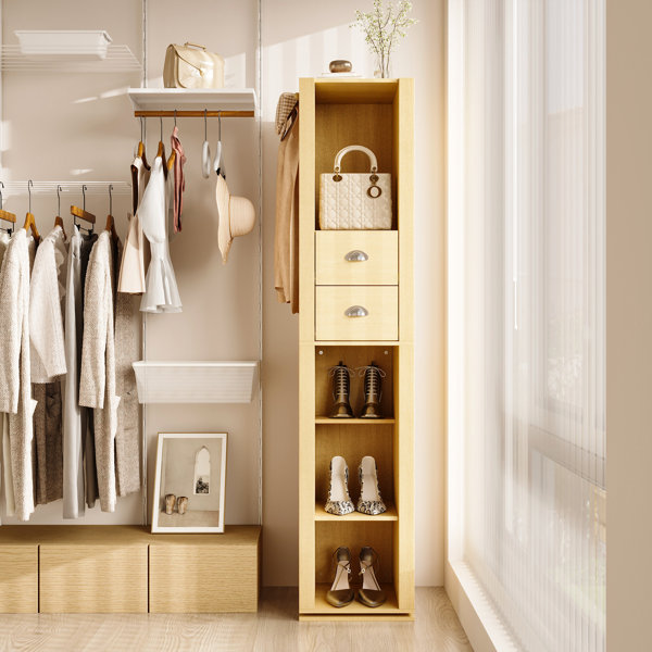 Rebrilliant 360° Rotating Closet Storage Cabinet With Mirror, Drawers ...