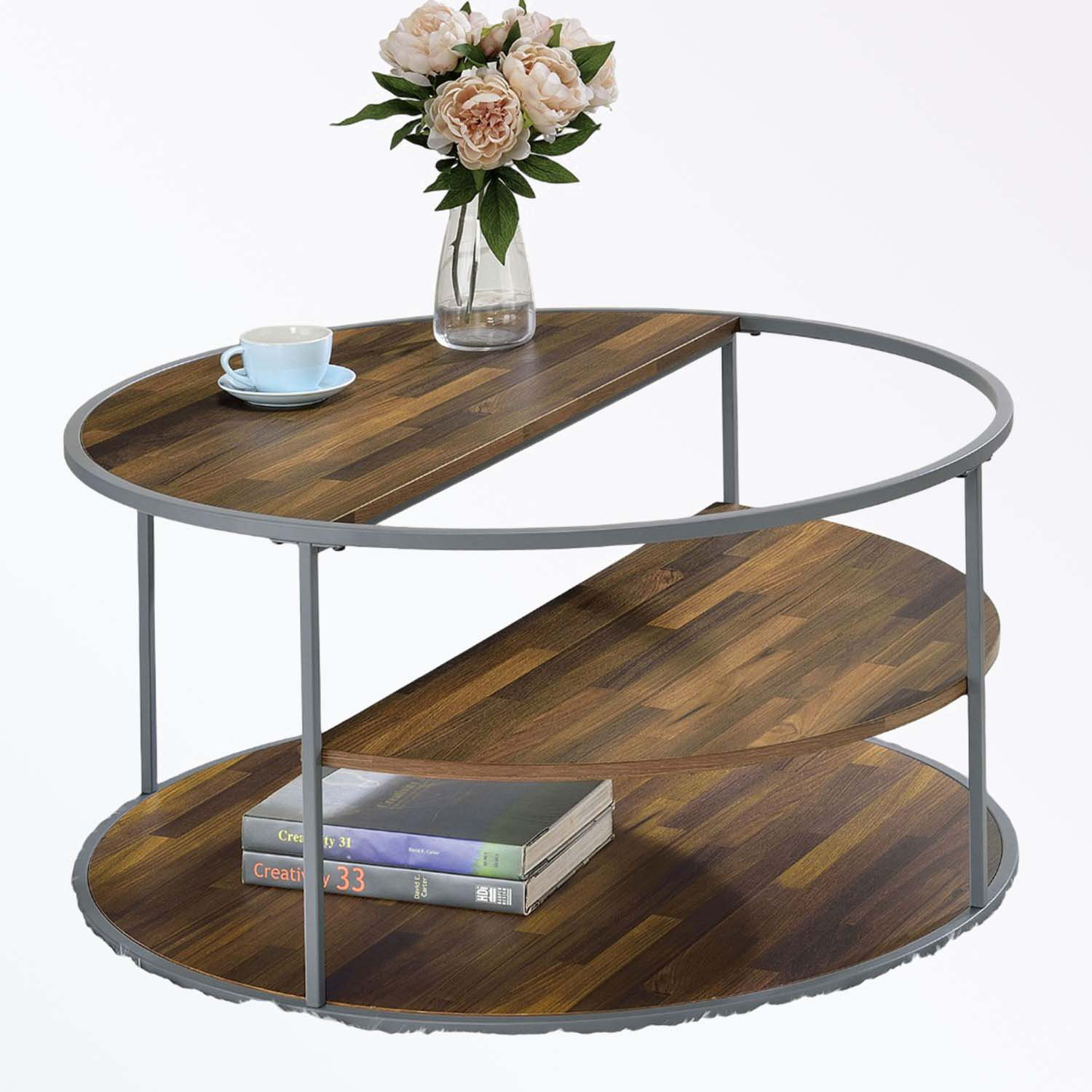 17 Stories Round metal frame End Table with open shelf | Wayfair