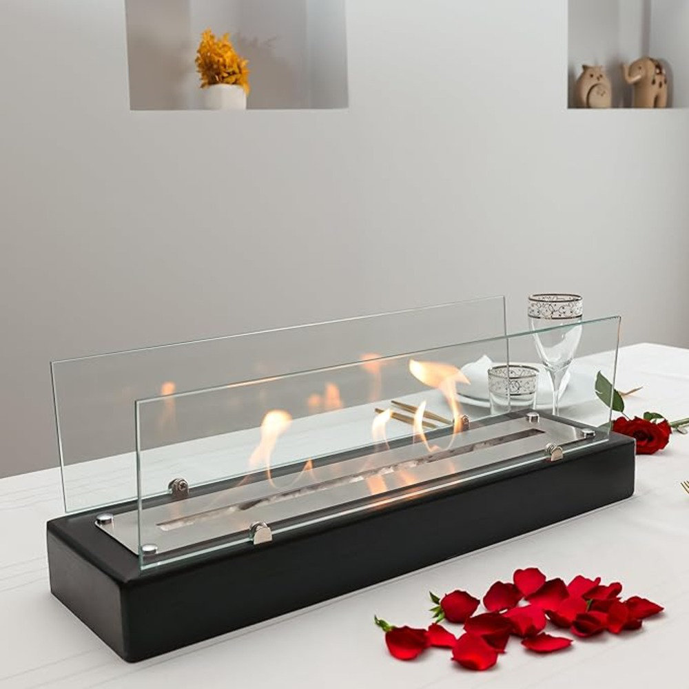 Invenitiah Tabletop Fire Pit, Portable Wood Table Top Firepit Bowl ...