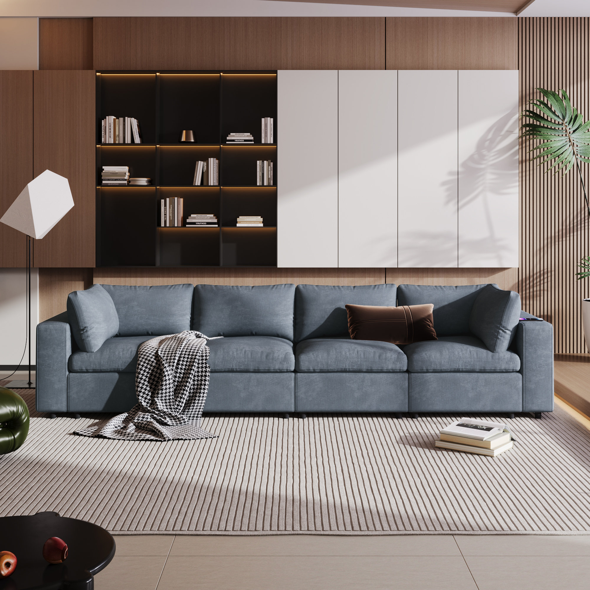 Hokku Designs Upholstered Modular Sofa with USB Charge Ports | Wayfair