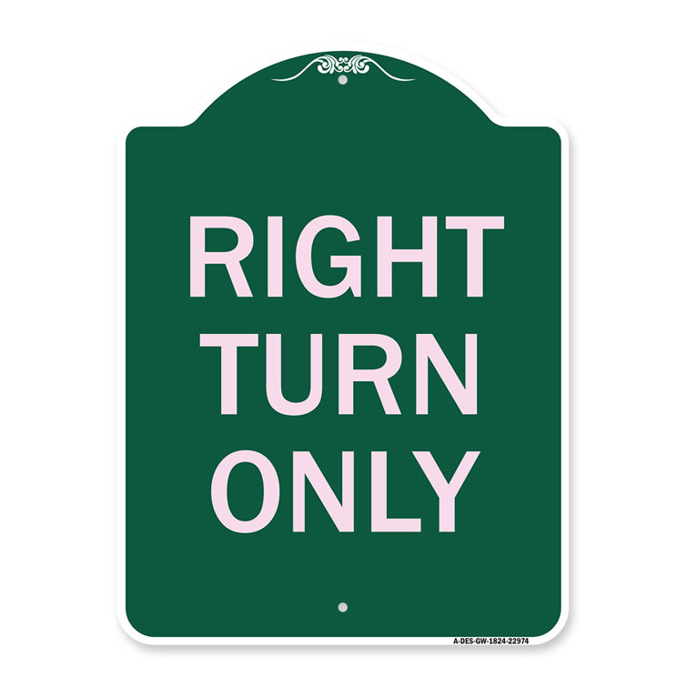 Signmission Designer Series Sign - Right Turn Only | Black & Gold 18" X ...
