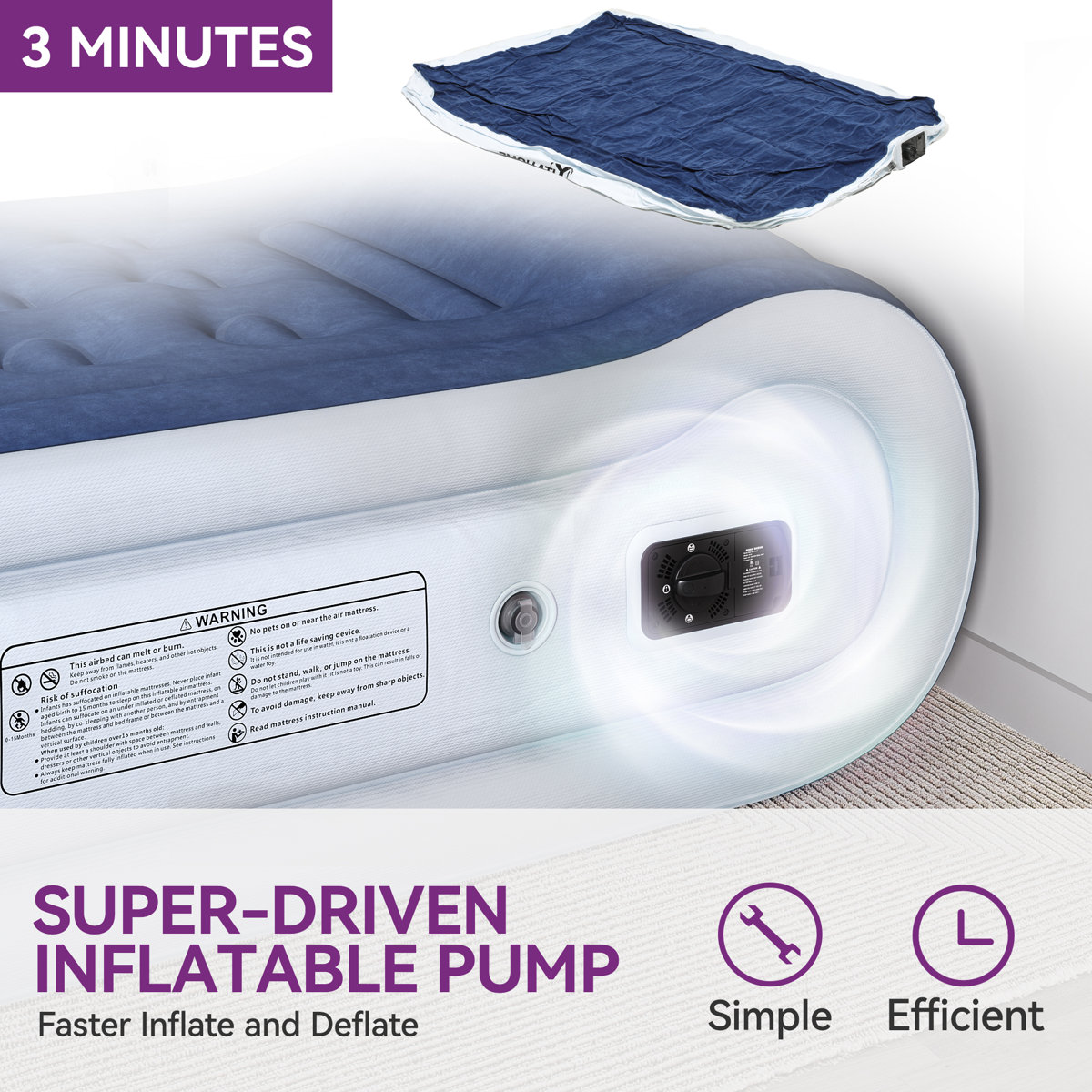 Balconera Blue Inflatable Mattress With Integrated Pillow & Reviews ...