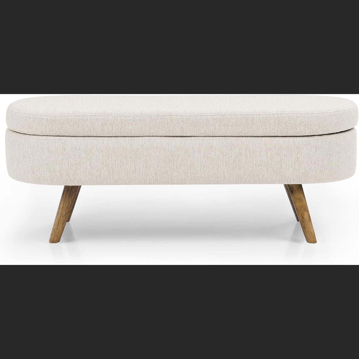 Corrigan Studio® Oval Storage Bench 43.5" Linen Upholstered Ottoman ...