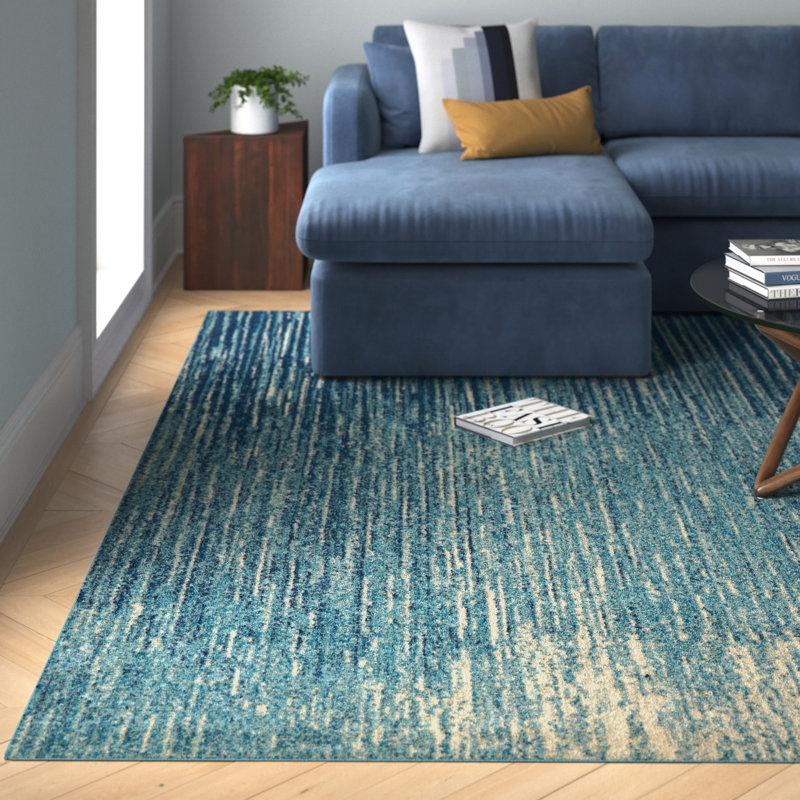 Mercury Row® Abbate Performance Light Blue/Navy/Beige Rug & Reviews ...