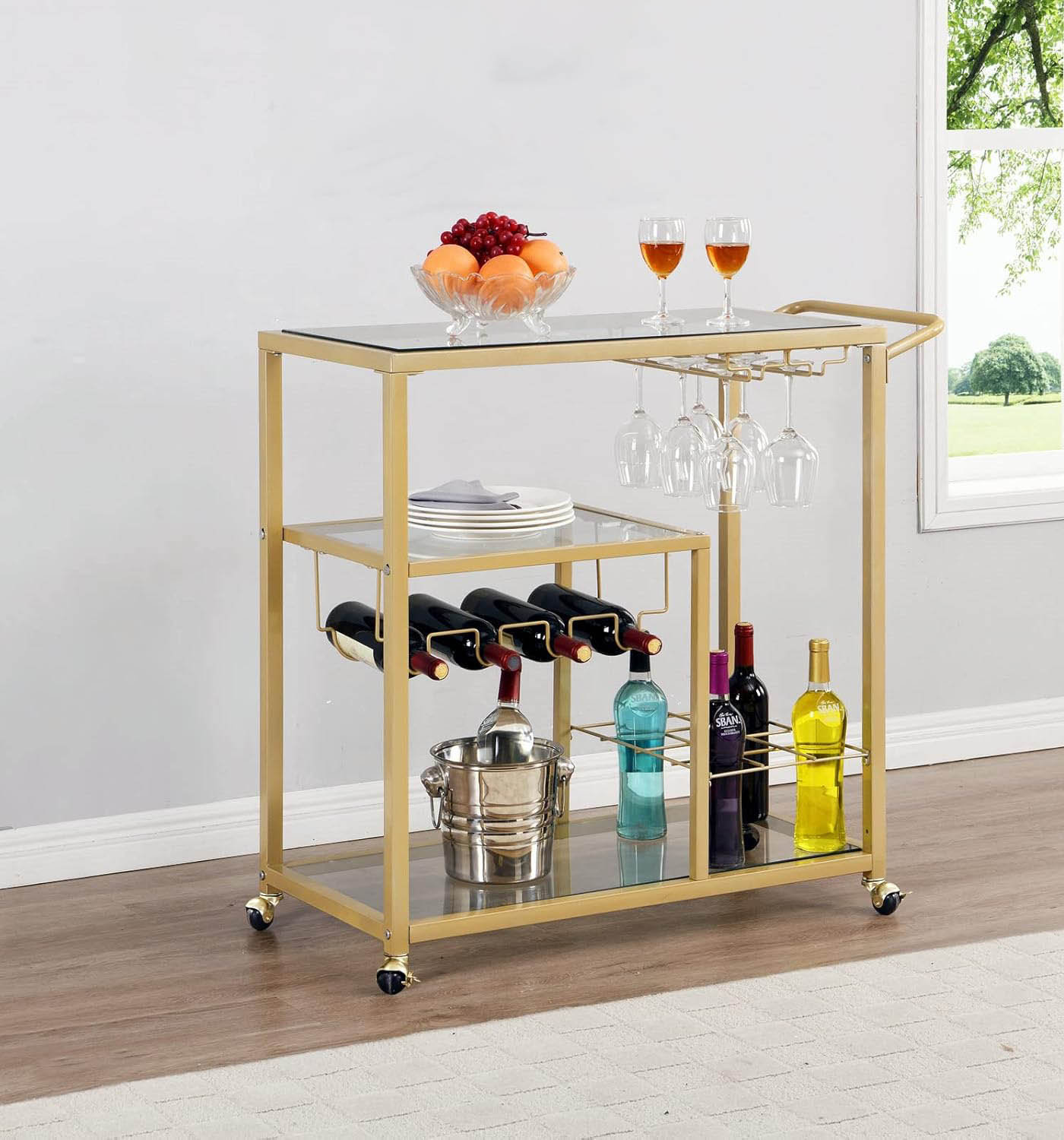 Everly Quinn Rolling Bar Carts With Wheels - Wayfair Canada