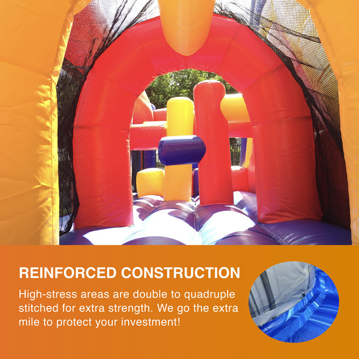 JumpOrange Rainbow Xtreme Obstacle Course Bounce House (with Slide and ...