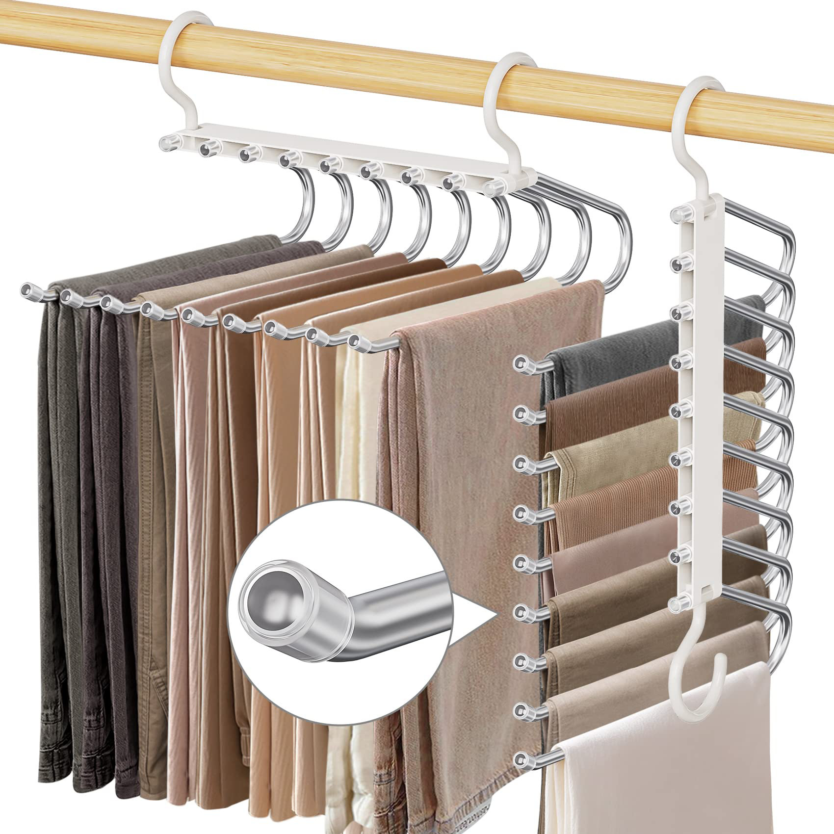 Rebrilliant Upgrade 9 Layers Pants Hangers Space Saving, Pant Hangers ...
