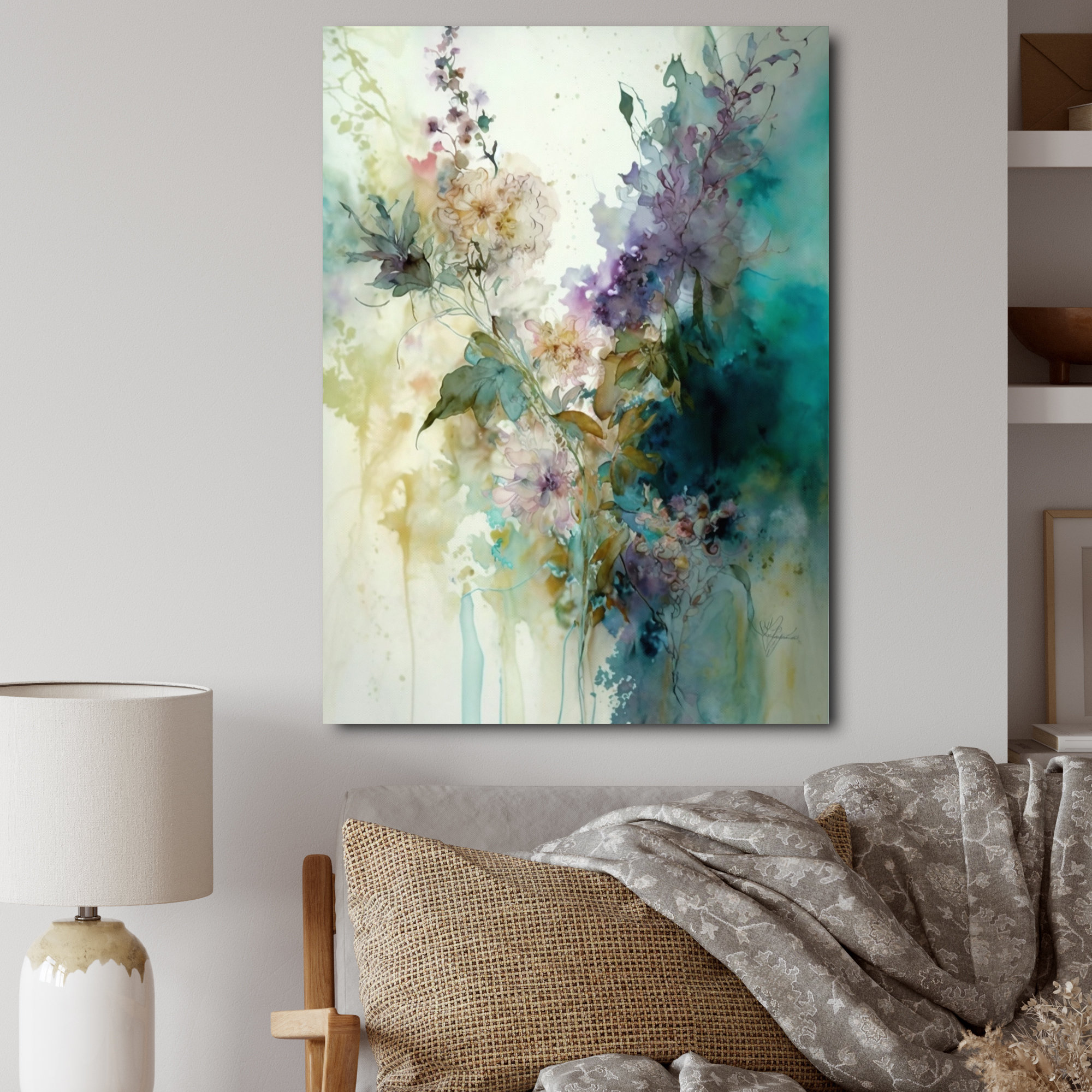 Winston Porter Blue Poppy Flowers Delicate Retro Watercolor - Print ...