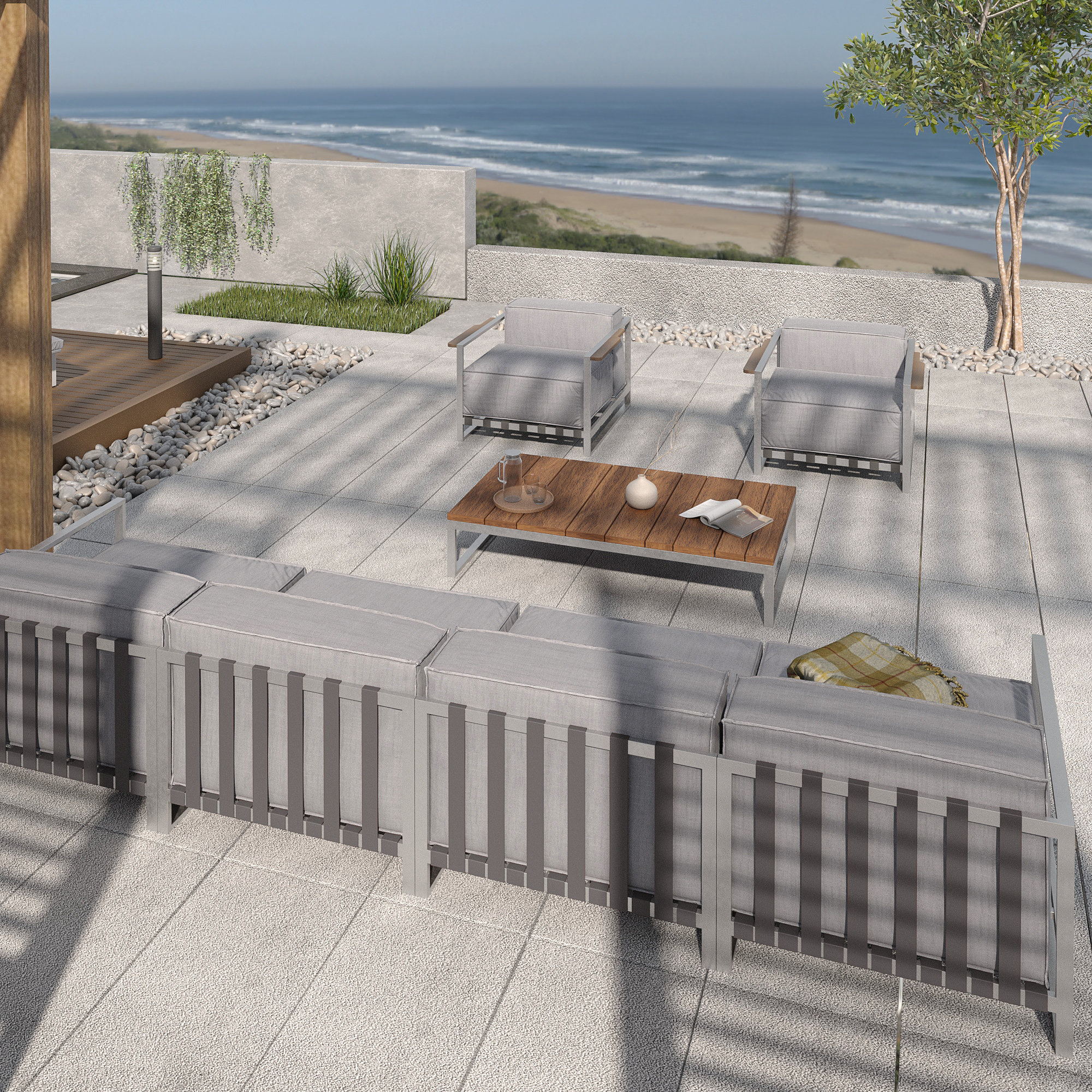 OUTSY Sunrise 6 - Person Outdoor Seating Group with Sunbrella Cushions ...