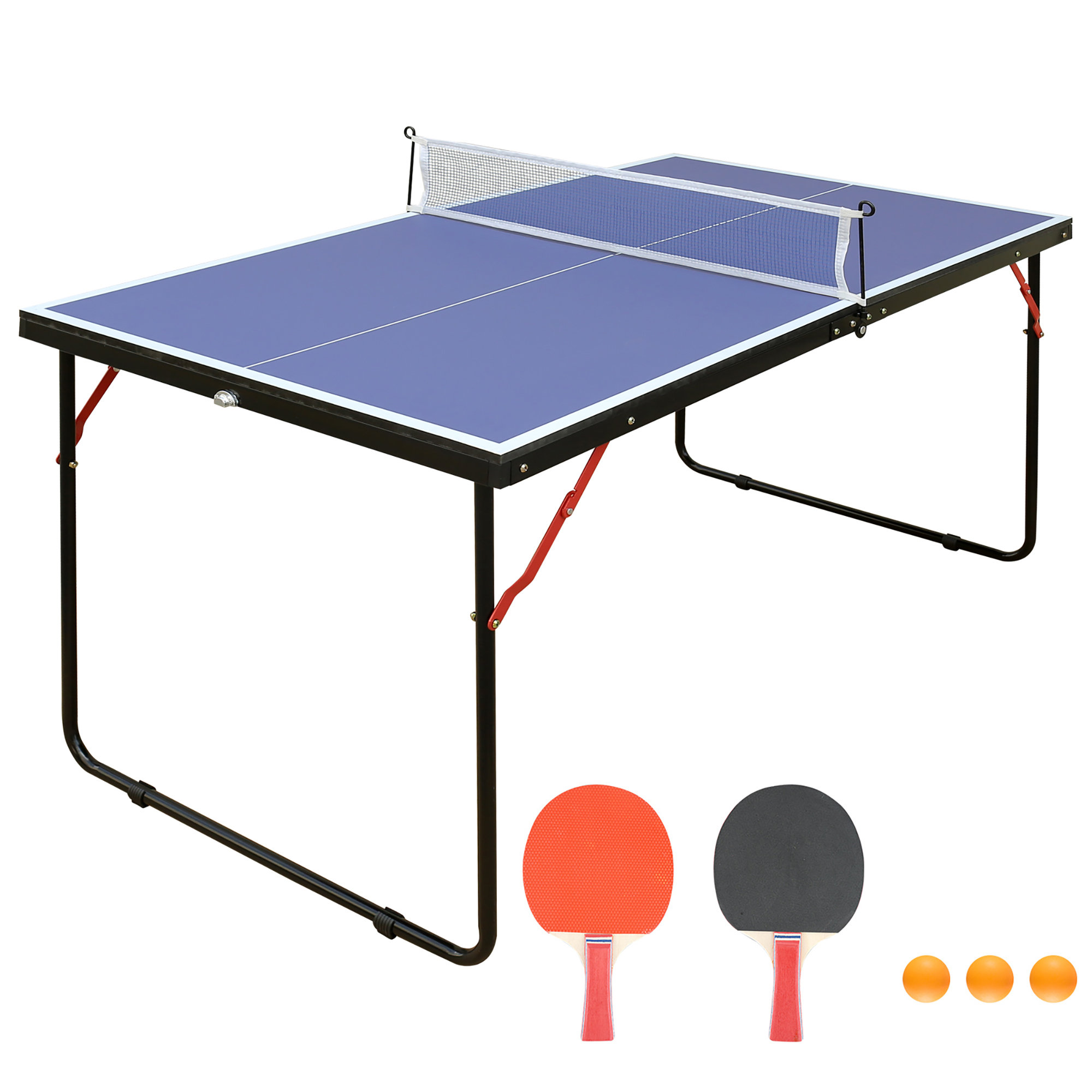 TMS 4.5ft Table Tennis Table Foldable & Portable Ping Pong Table Set ...