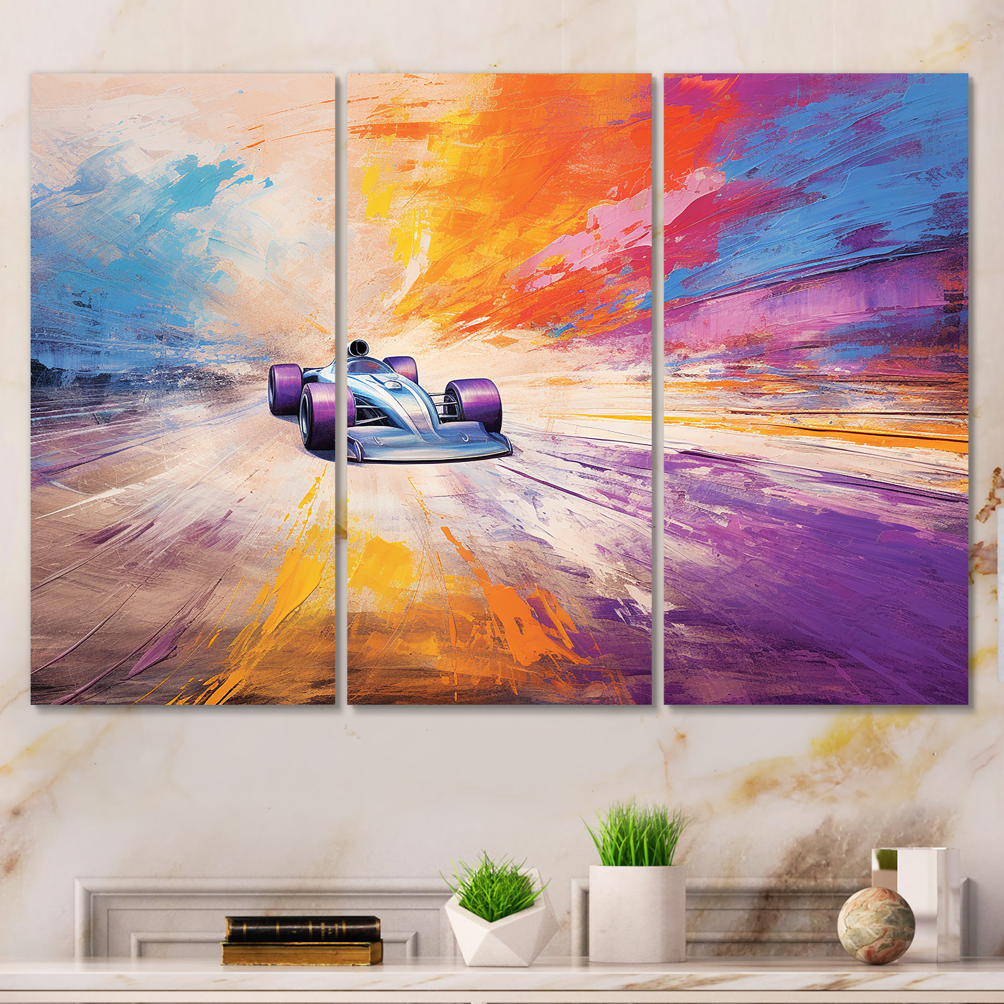 17 Stories Colorful Formula Car Race Track II - Race Tracks Wall Art ...