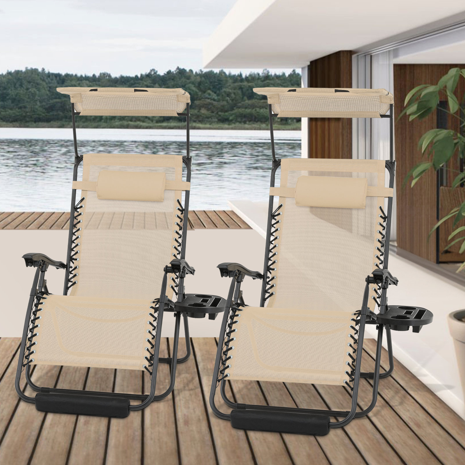 Arlmont & Co. Neutra Extra Wide Folding Zero Gravity Recliner Lounge ...