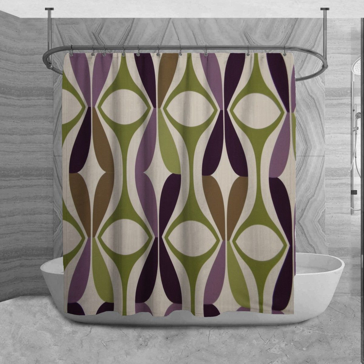 East Urban Home Funky Shower Curtain Pattern Bathroom Decor Green ...