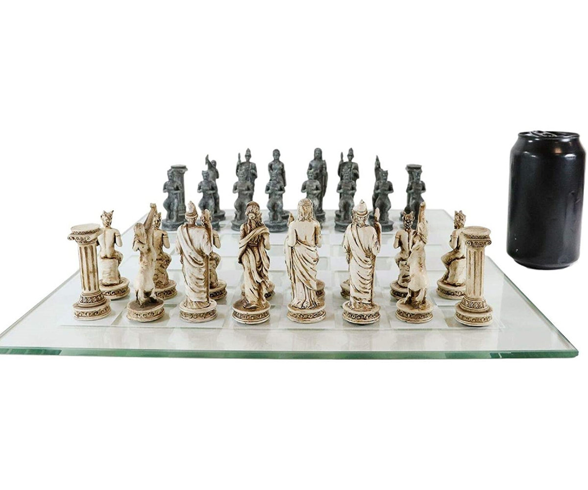 World Menagerie Cumbie Greek Mythology Chess Set Olympian Gods And ...