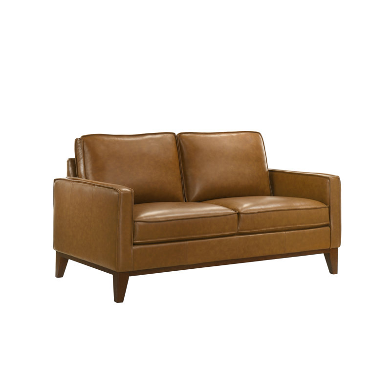 Wade Logan® Caliah 59'' Leather Square Arm Loveseat, Caramel & Reviews ...