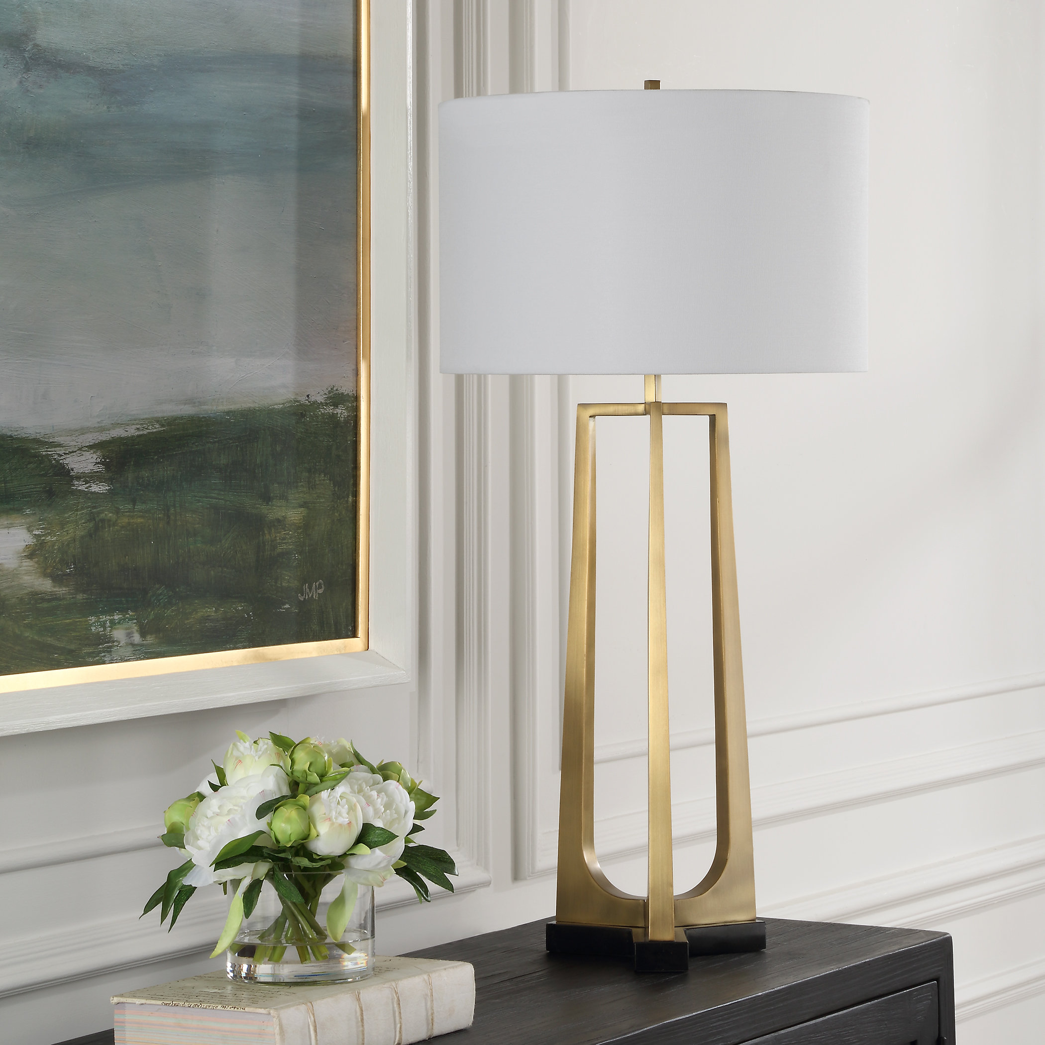 Everly Quinn Recardo Brass Table Lamp | Wayfair