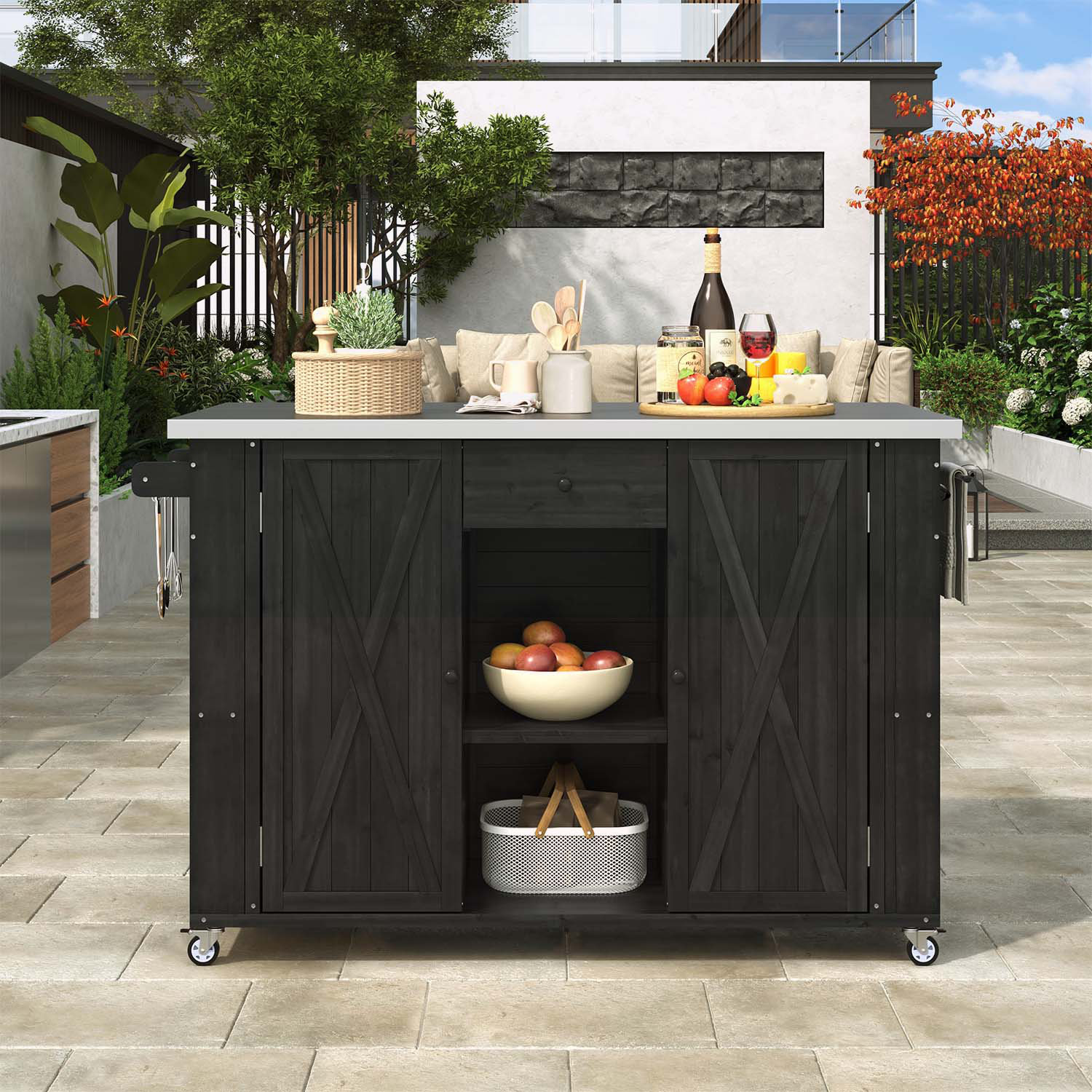Ophelia & Co. Outdoor Kitchen Island with Multifunctional Features for ...