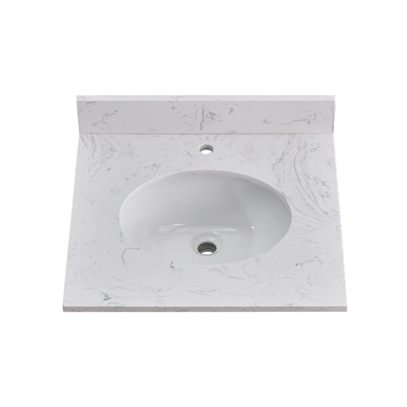 SOUEEUM 24" Engineered Stone Single Bathroom Vanity Top In Carrara ...