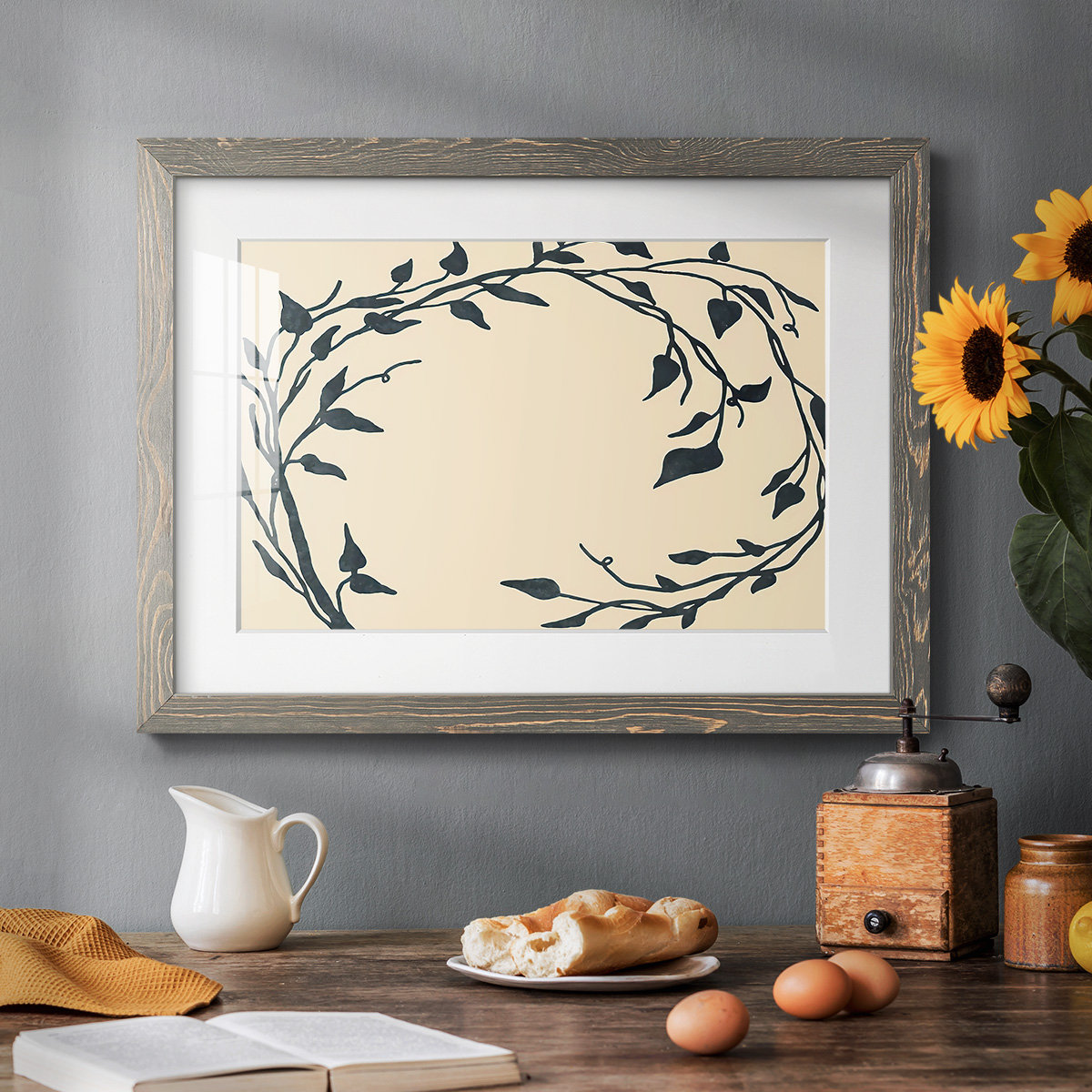 Winston Porter Tendril Swirl II- Rustic Framed Framed Print w Matte ...