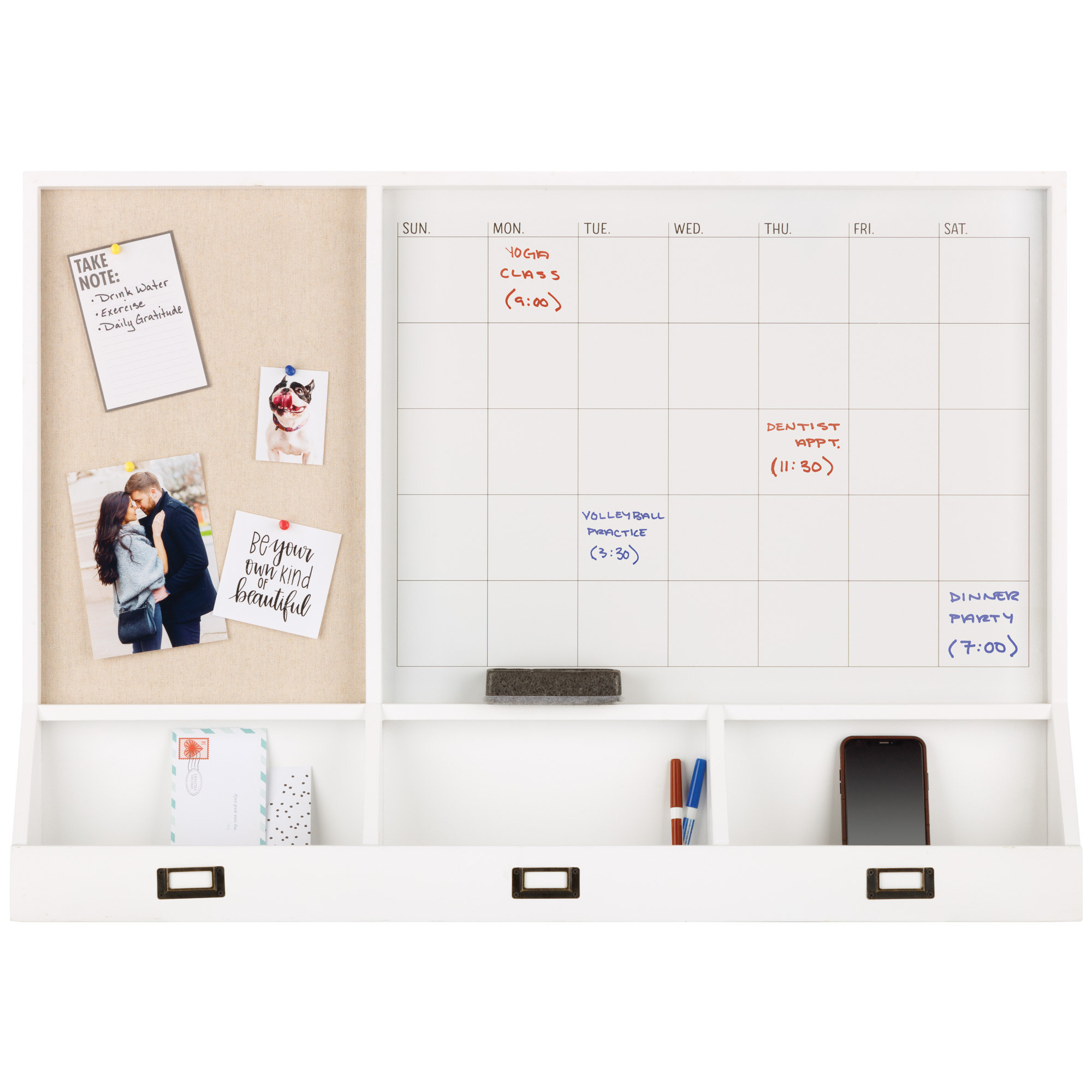 Nielsen Bainbridge Fabric Key Mail Storage Organizer with Wall Baskets ...