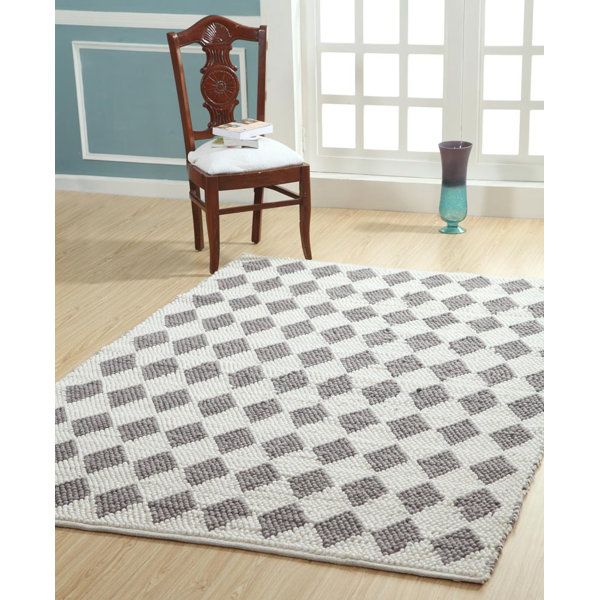 Brayden Studio One-of-a-Kind Midford Harlequin Diamond Hand Woven Ivory ...