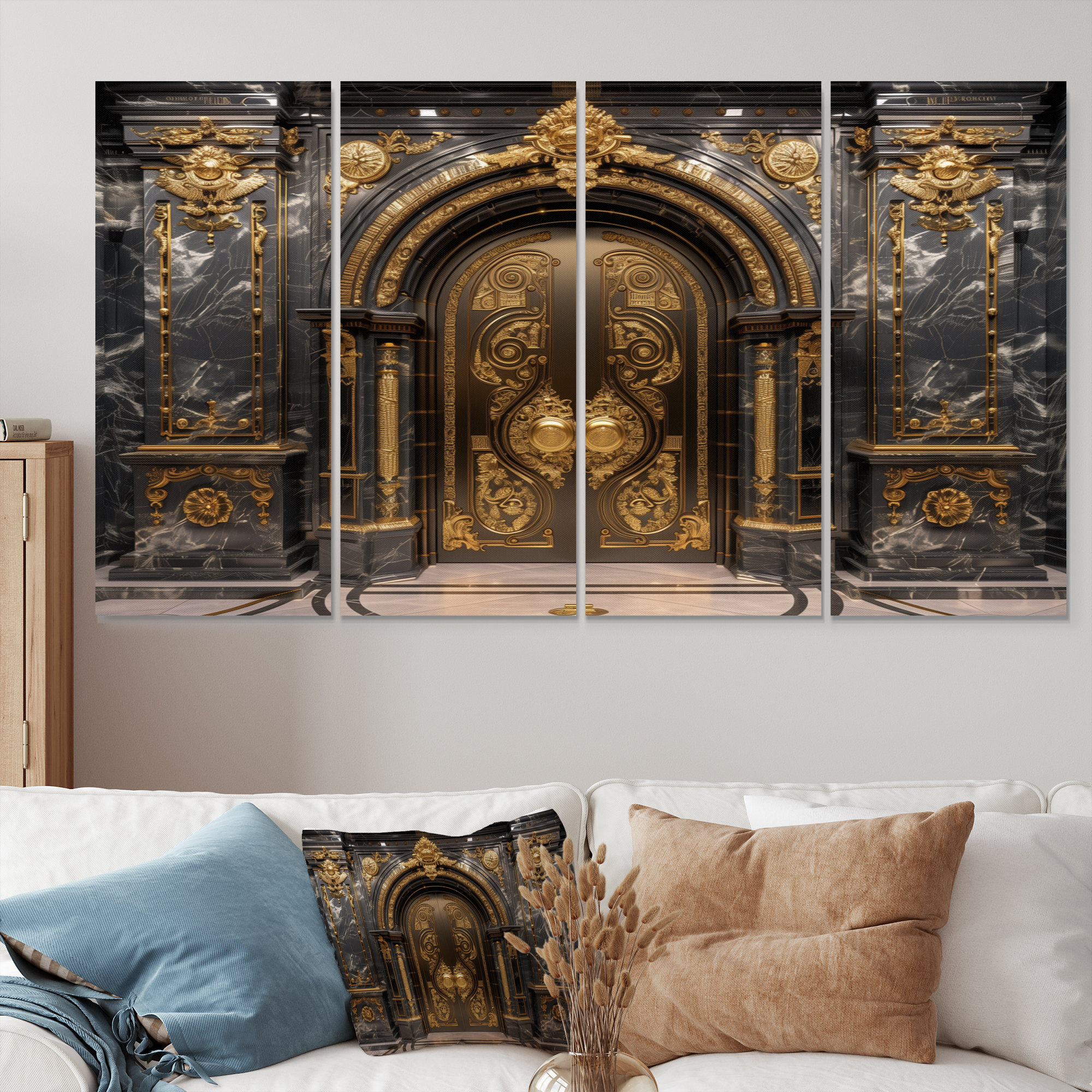 House of Hampton® Gold Banks Gilded Doors I - Banks Wall Art Living ...