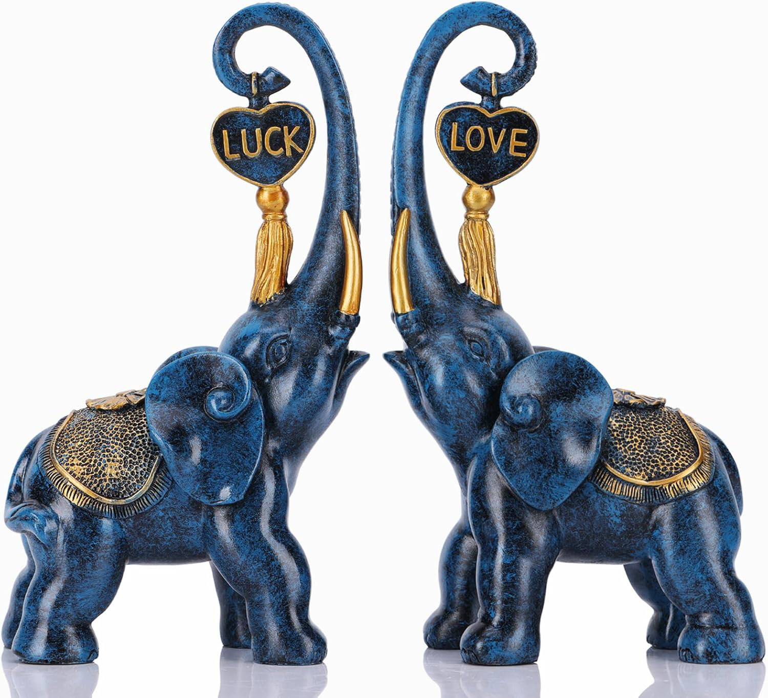Astoria Grand Blue Color Elephant Statue 2 Piece Set, Love Elephant ...