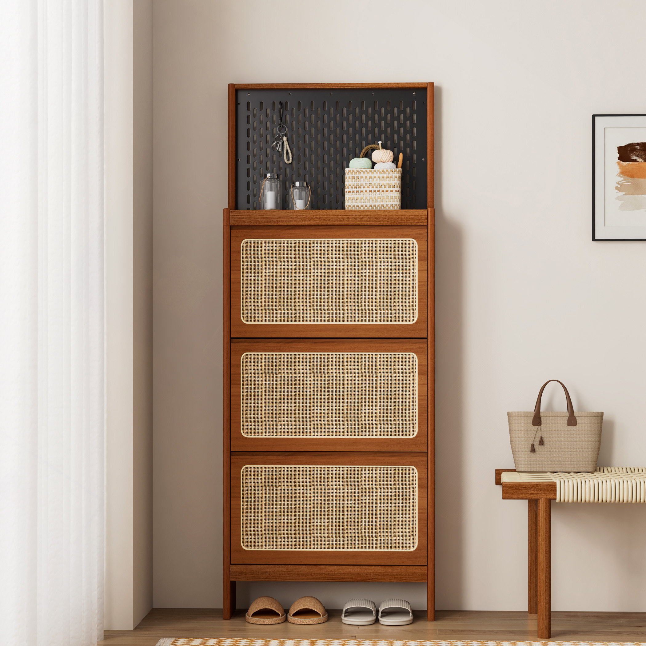 Bayou Breeze Shoe Storage, Rattan Shoe Cabinet For Entryway, Free ...
