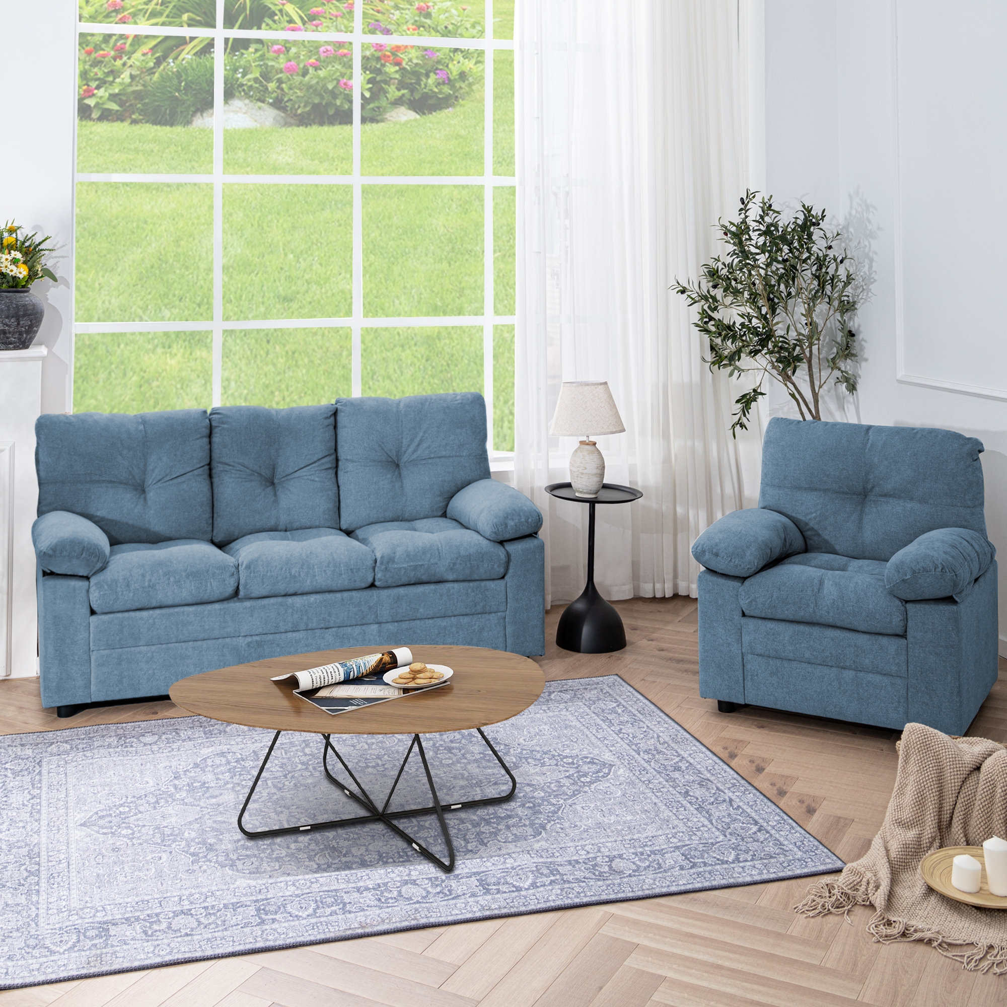 Latitude Run® Chair And Standard Sofa Set, 2 - Piece Upholstery Living ...