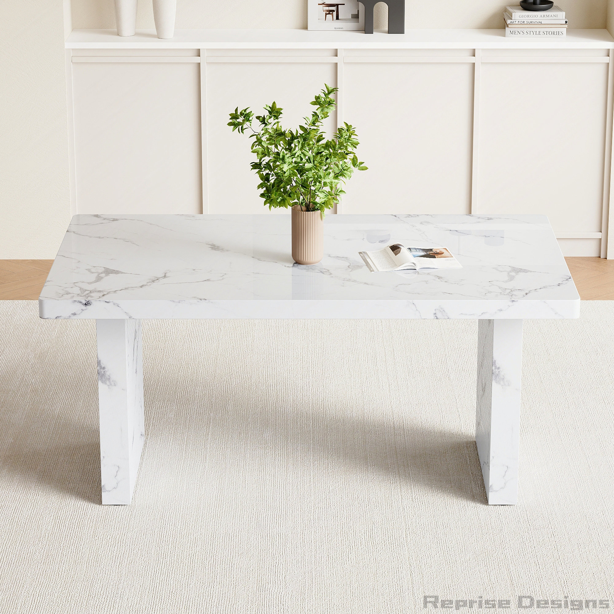 Ivy Bronx 63" Luxurious Marble Pattern MDF Dining Table | Wayfair