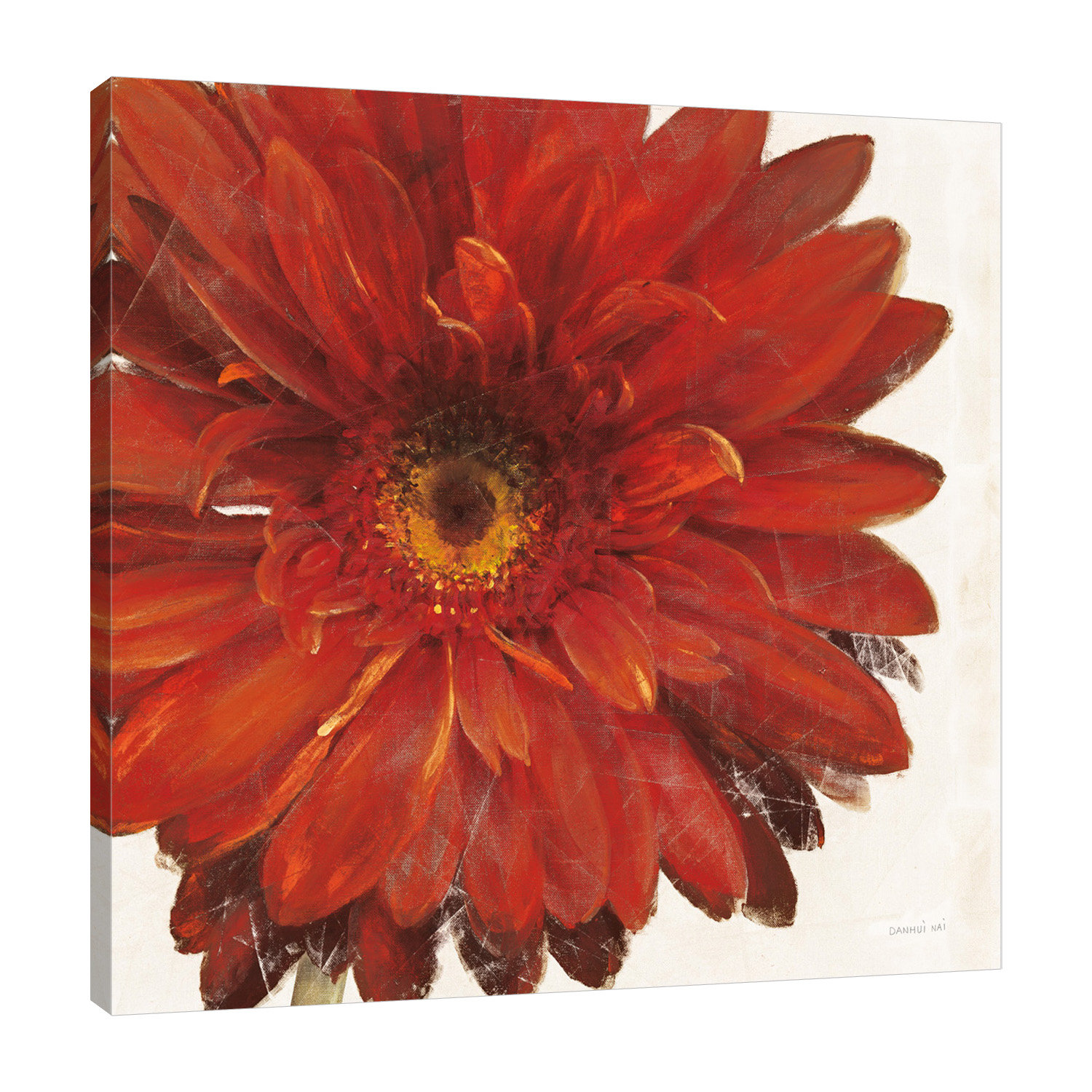 Red Barrel Studio® "Vivid Daisy Dark Red Crop" Gallery Wrapped Canvas ...