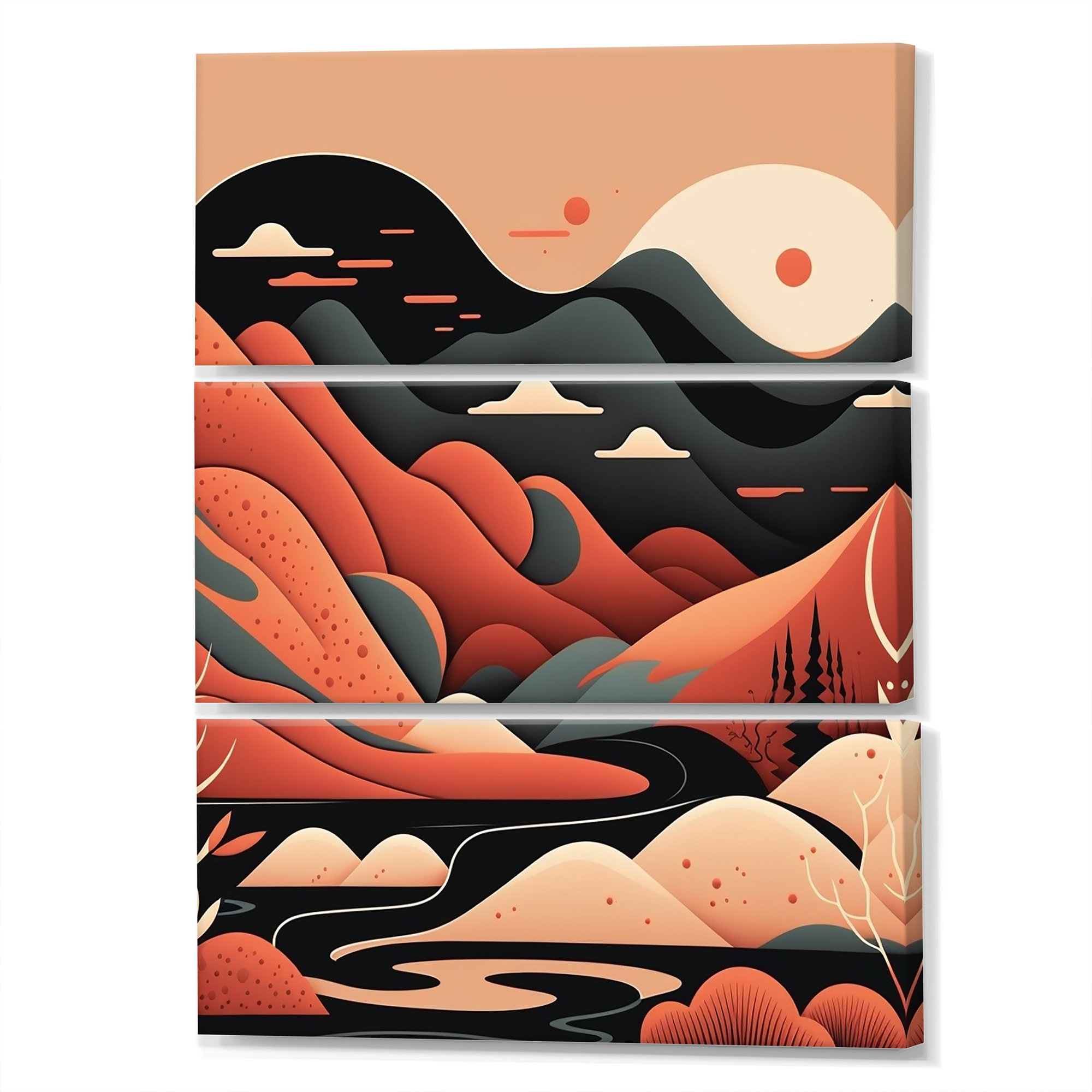 George Oliver Pine Tree In Graphic Terra Cotta Mountains I - Landscape ...