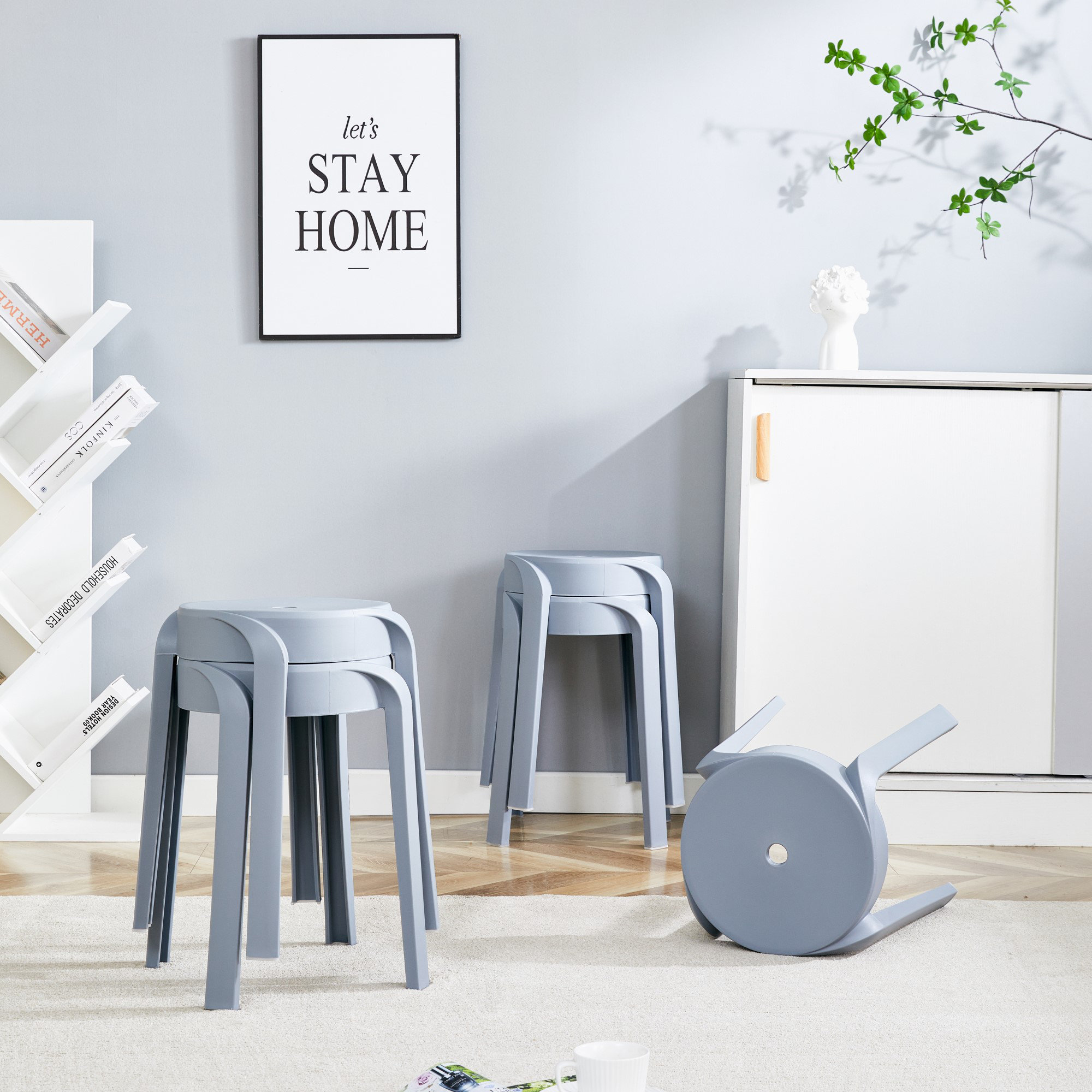 Ebern Designs 18 Inch Stackable Round Dining Chairs, Accent Stacking ...