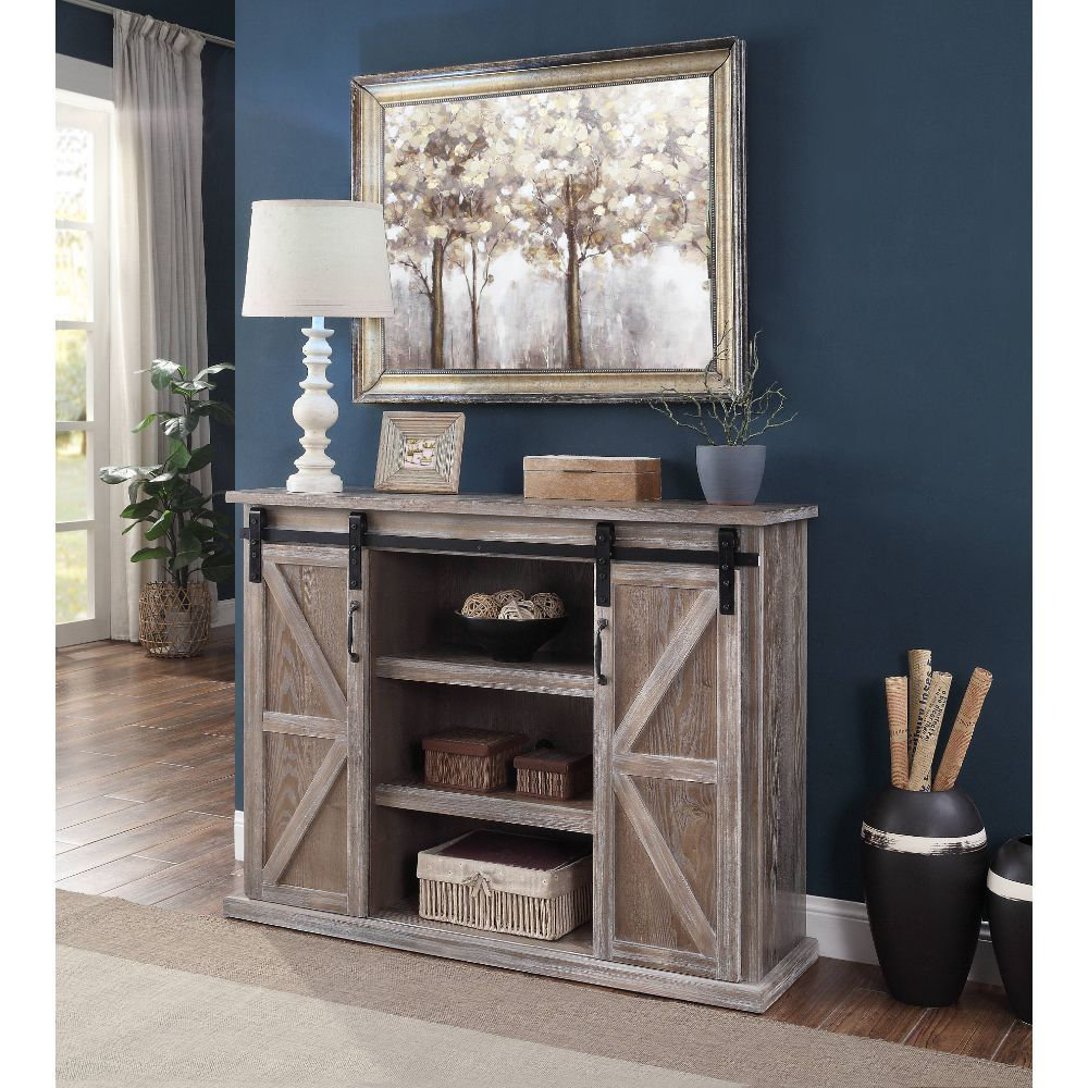 Rosalind Wheeler Arthi TV Stand with 2 Barn Sliding Doors and Farmhouse ...
