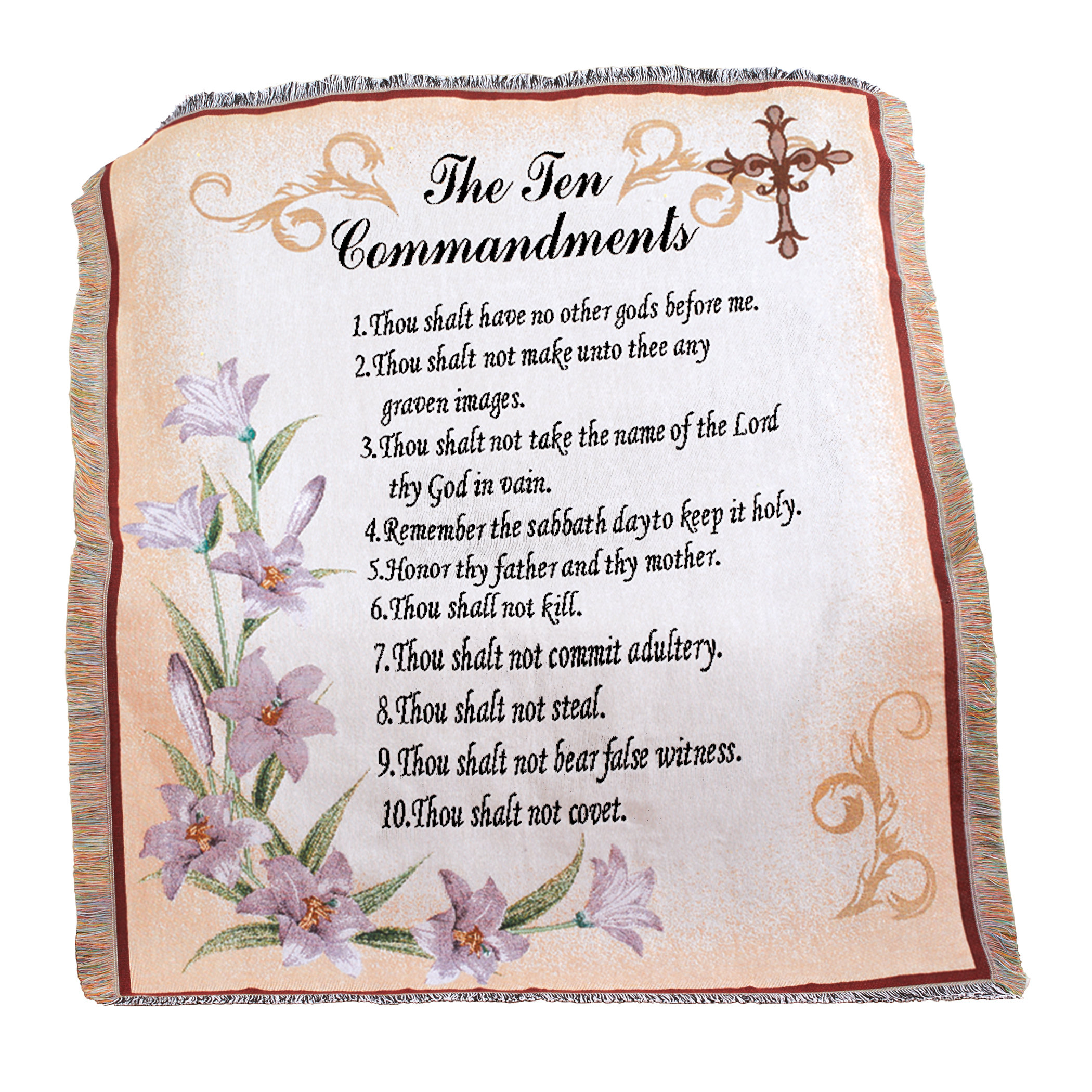 Winston Brands The Ten Commandments Fringe Border Tapestry Throw | Wayfair