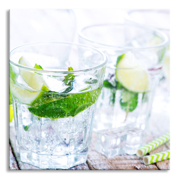Brayden Studio Mojito Glasses With Mint - No Frame Print on Glass ...