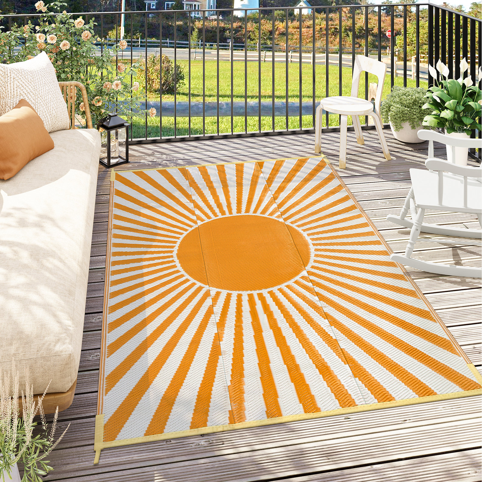 Wrought Studio™ Outdoor Rug Patio Waterproof Reversible Camping Rugs ...