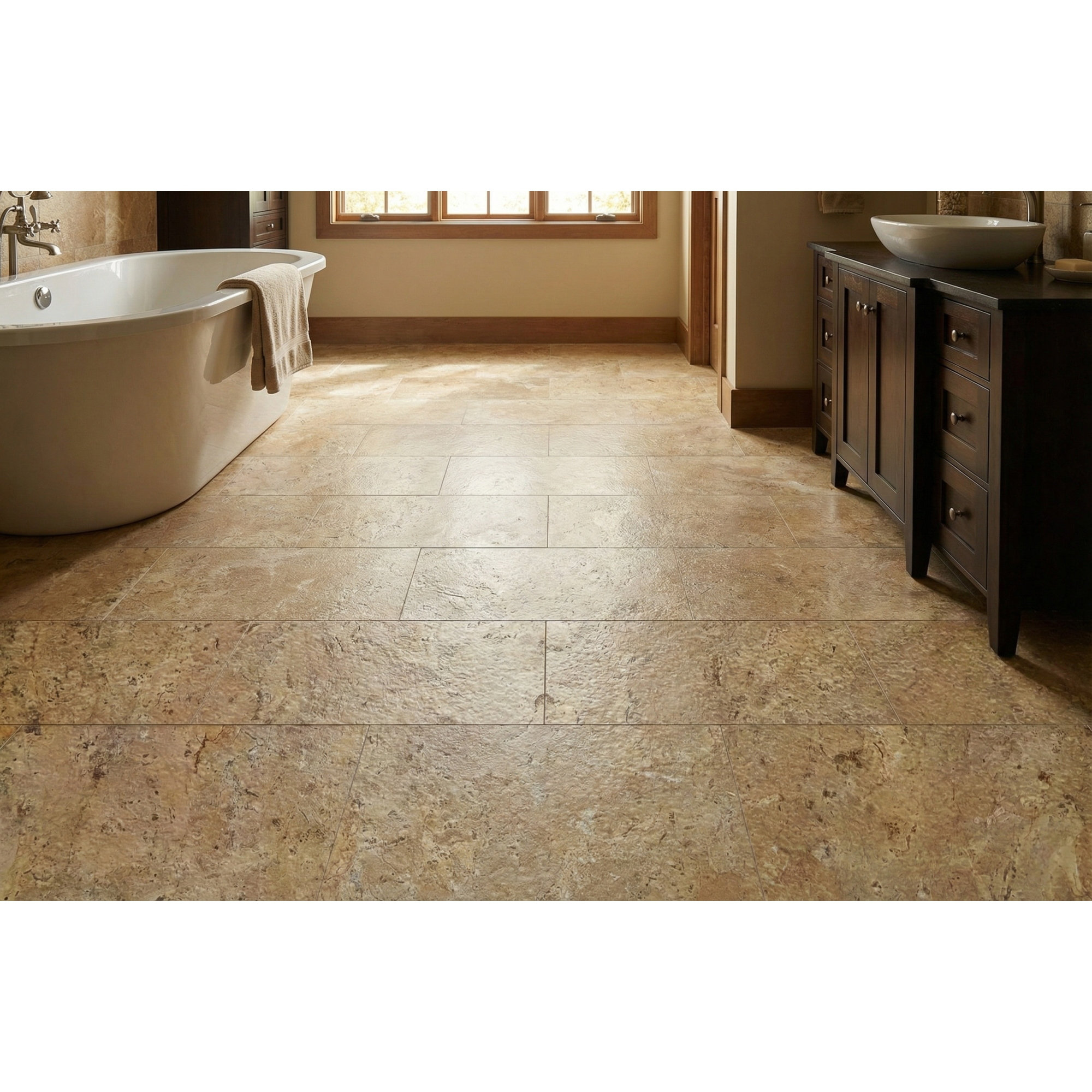 Wrought Studio™ Natural Marble Tile, Leather Finish Stone for Floor and ...