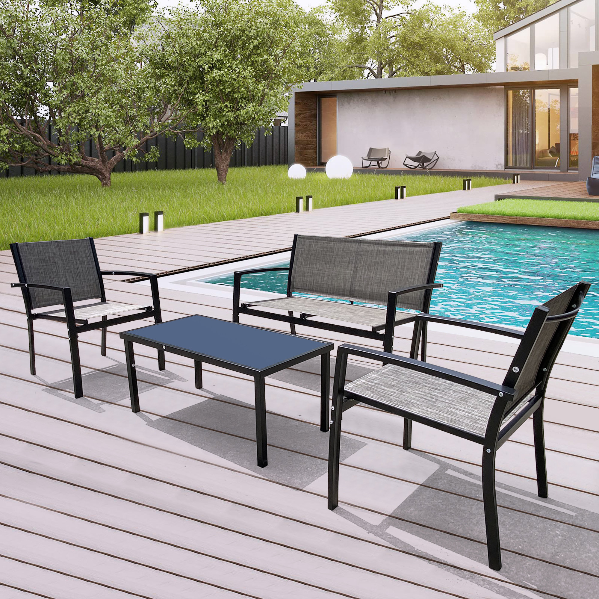 Latitude Run® Pieces Patio Furniture Set Outdoor Garden Patio ...