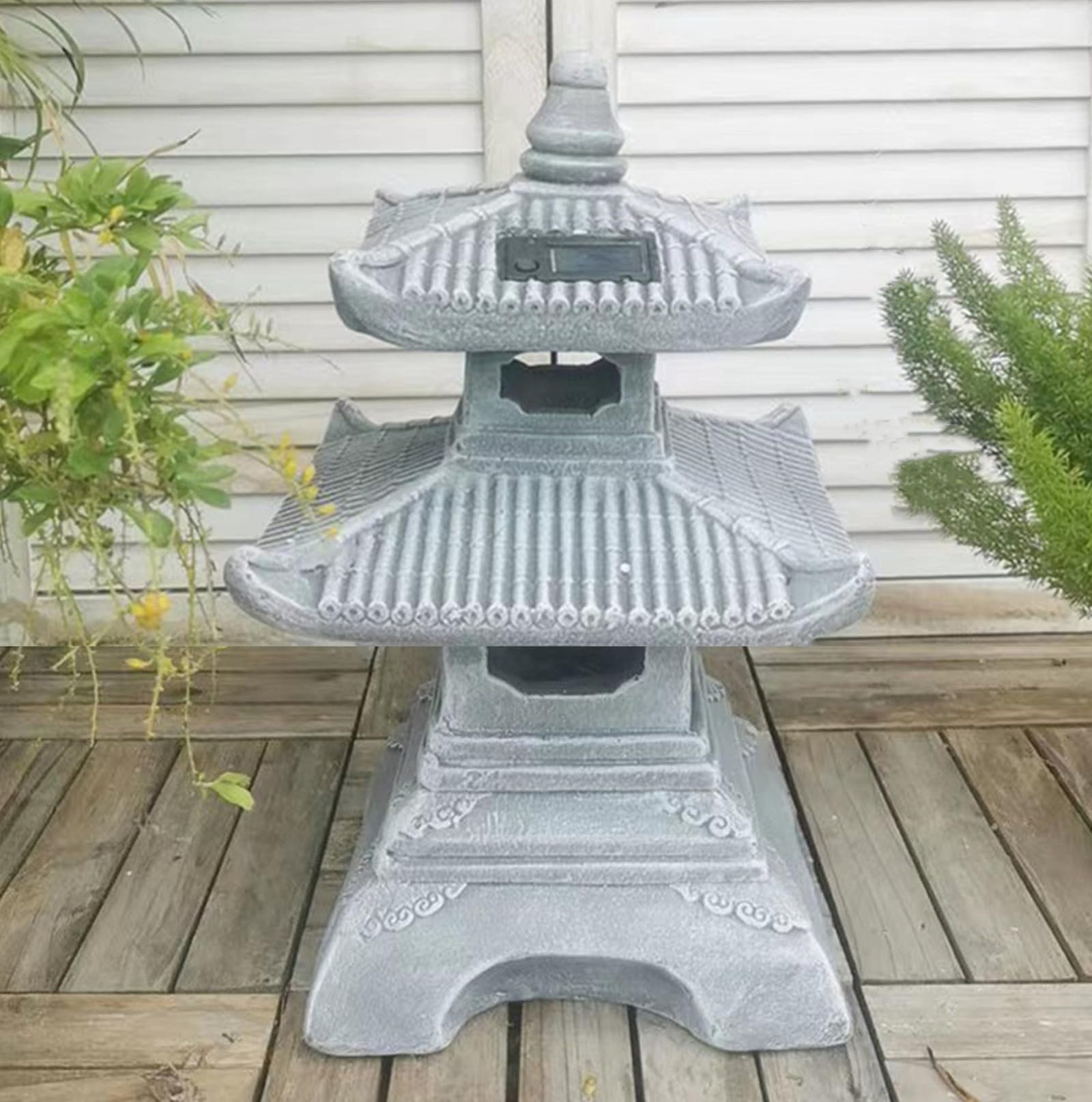 Arlmont & Co. Outdoor Solar Pagoda Lantern,2 Tier Pagoda Lantern Garden ...