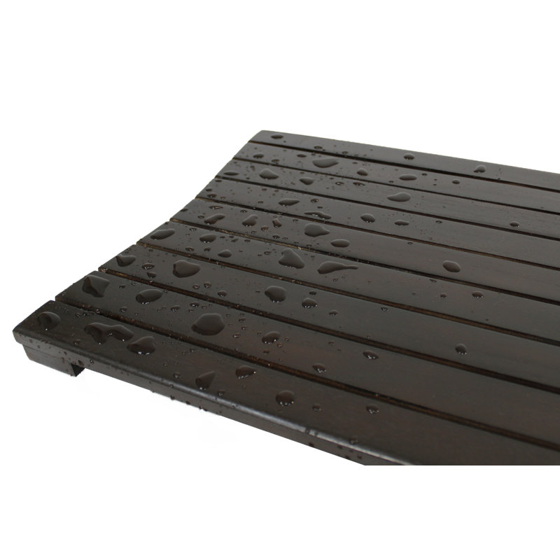 Decoteak Eleganto Rectangle Teak Shower Mat, Teak Shower Mat for Inside ...