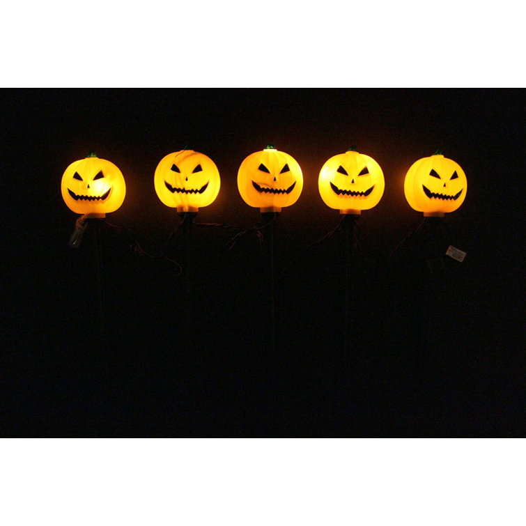 Northlight Set of 5 Lighted Scary Jack-o-Lantern Halloween Pathway ...