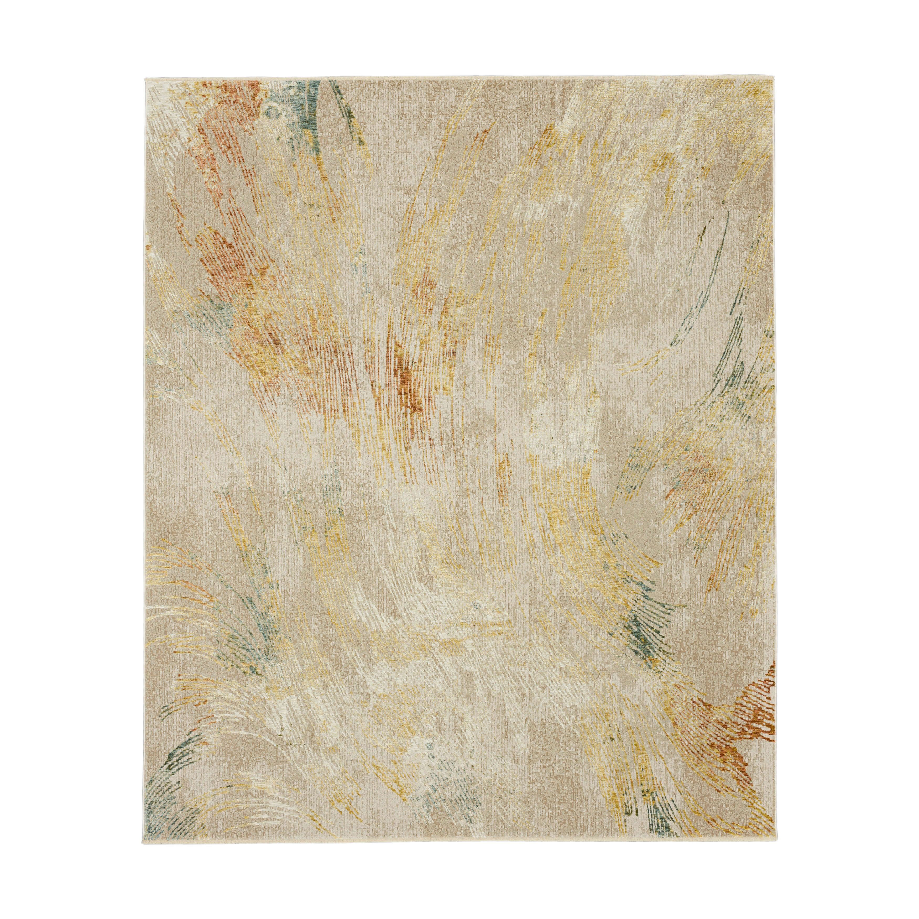 Karastan Memento Abstract Machine Woven Polyester Area Rug in Beige ...