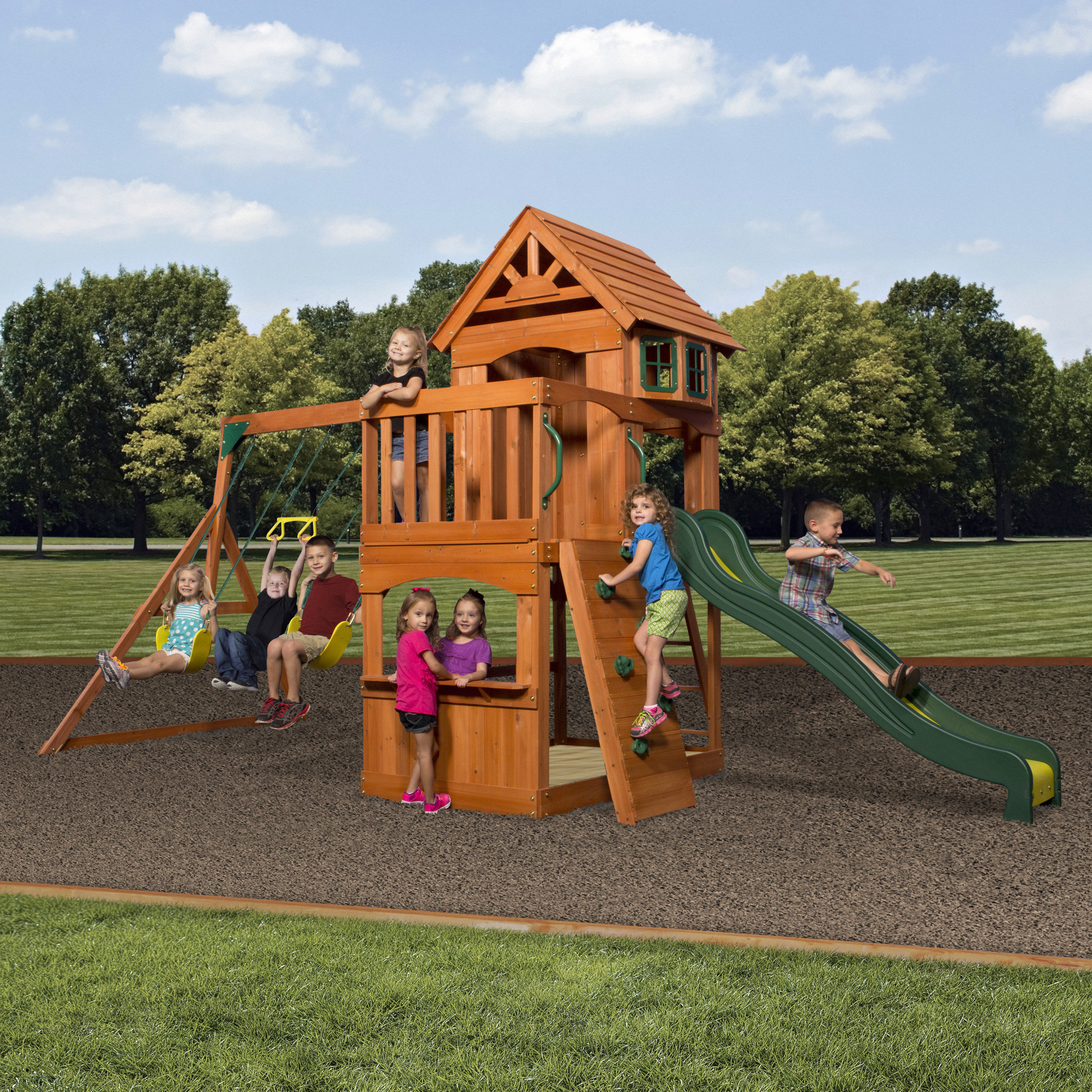 Backyard Discovery Atlantis All Cedar Wooden Swing Set & Reviews ...