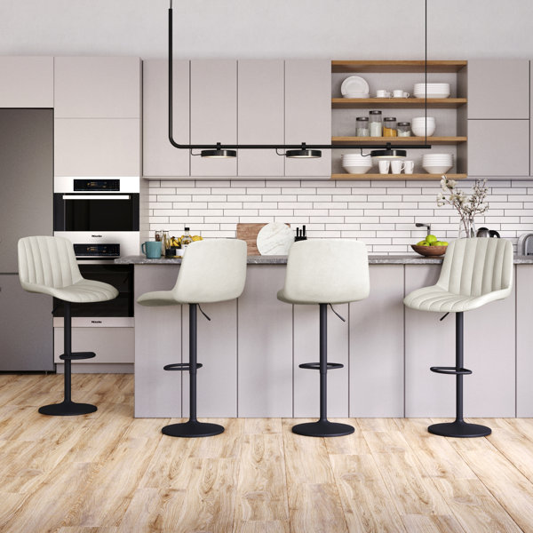 Latitude Run 110cm Height Ivory Color Breakfast Bar Stools PU Leather ...