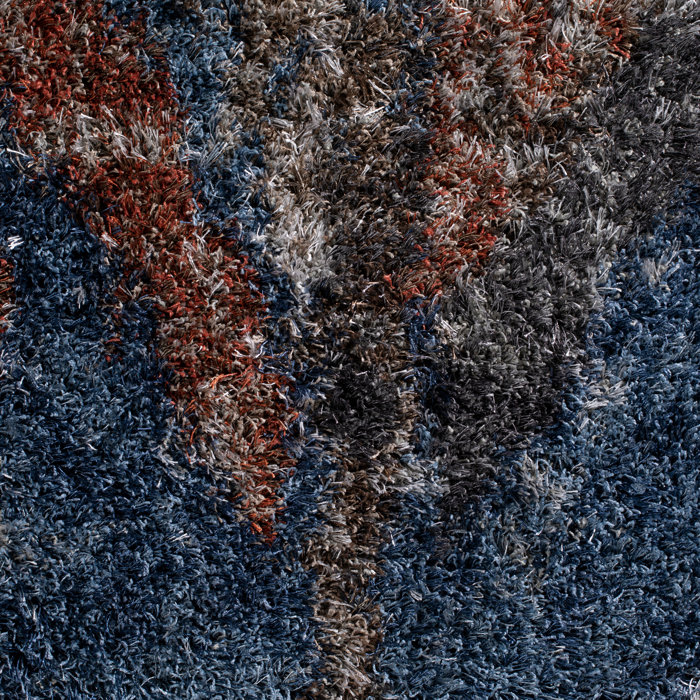 Trent Austin Design® Linkous Abstract Shag Blue/Brown Area Rug ...