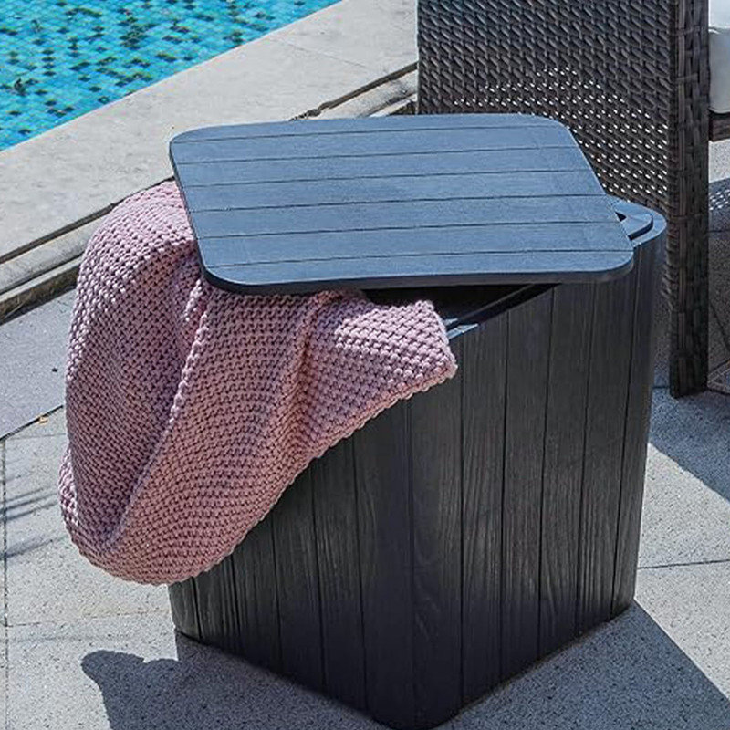 Ebern Designs Outdoor Resin Side Table with Storage, Home Small End ...