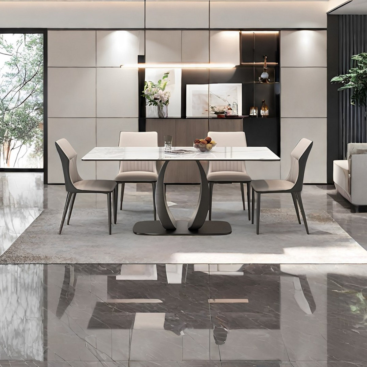 Pakloer Rectangular rock plate dining table and chair set - Wayfair Canada