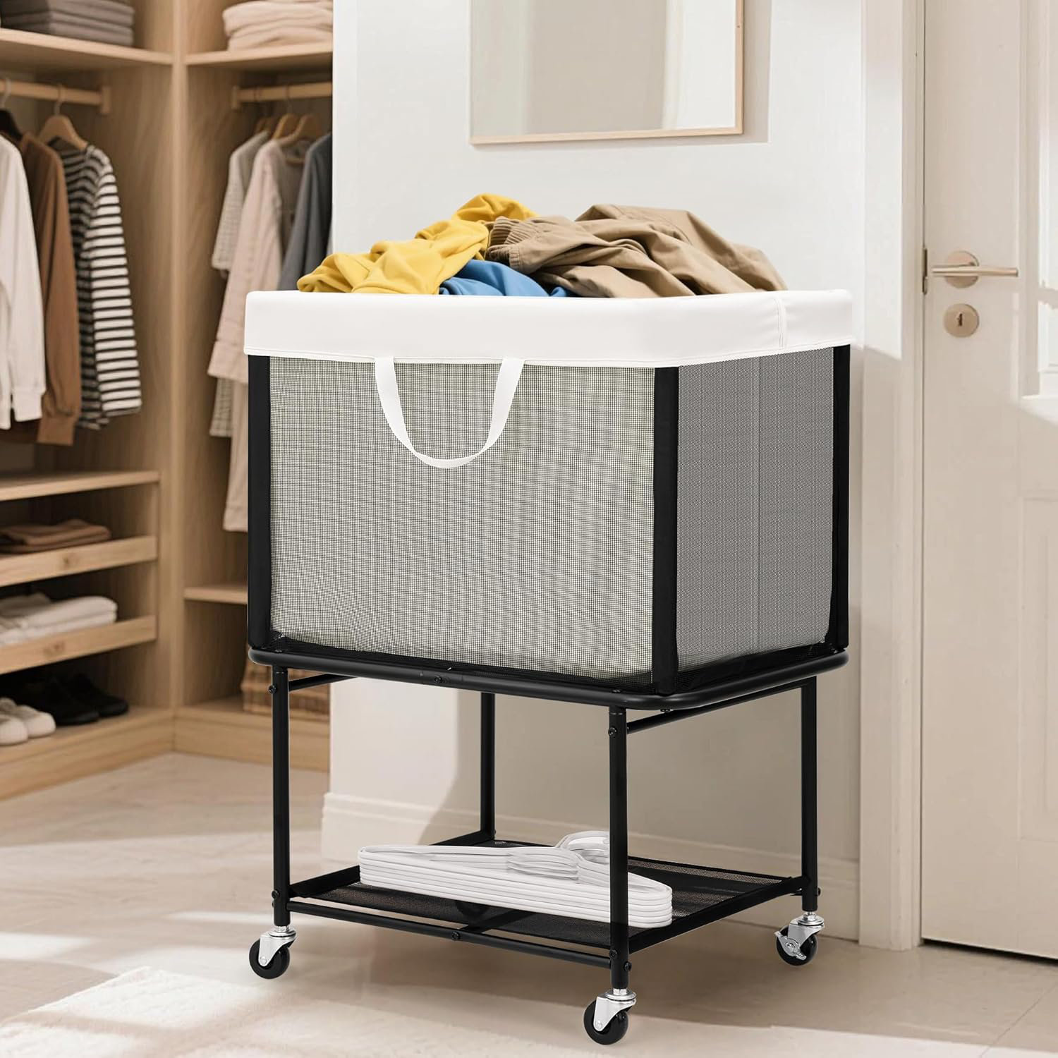 Latitude Run® Rolling Laundry Hamper With Wheels, 29-Gallon, Laundry ...