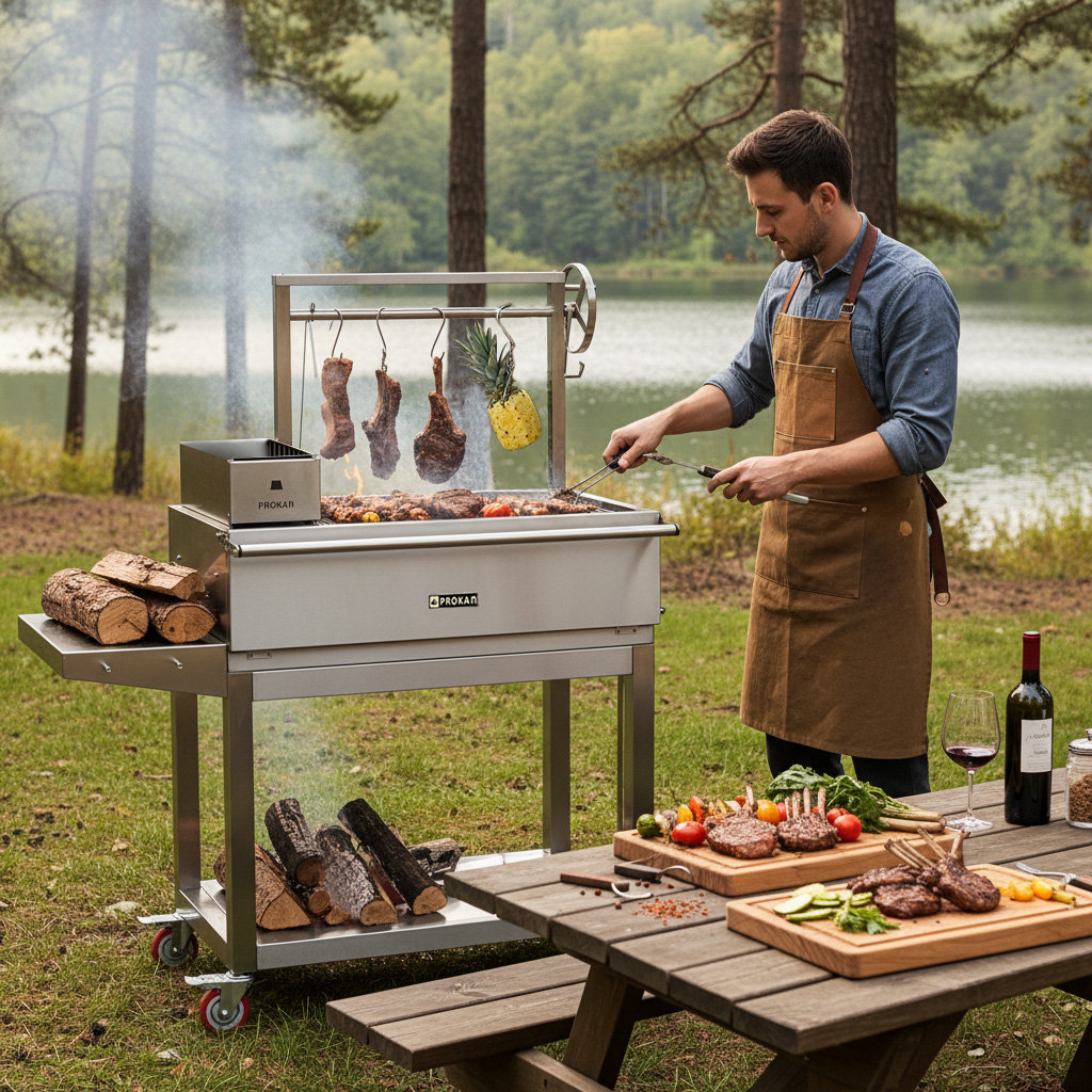 Prokan 42" Infinity Ss304 Argentine Charcoal And Wood Bbq Grill ...